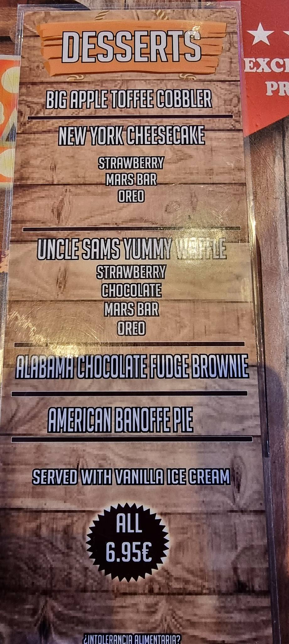 Menu at L.A American Diner pub & bar, Palmanova