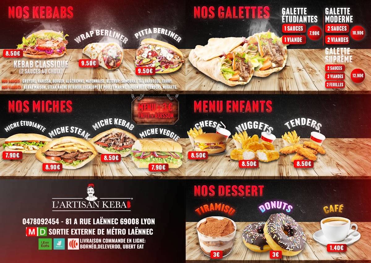 Menu au L' Artisan Kebab, Lyon