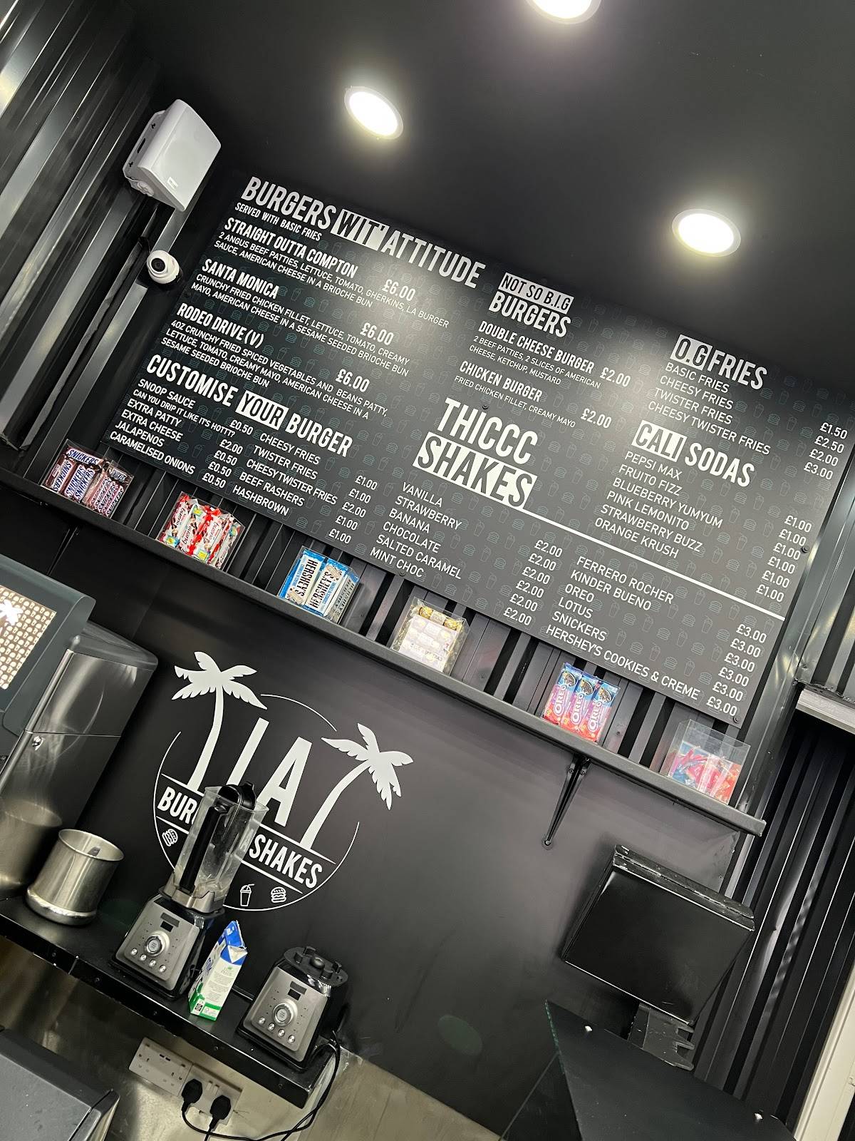 Menu at LA Burgers & Shakes restaurant, Leicester