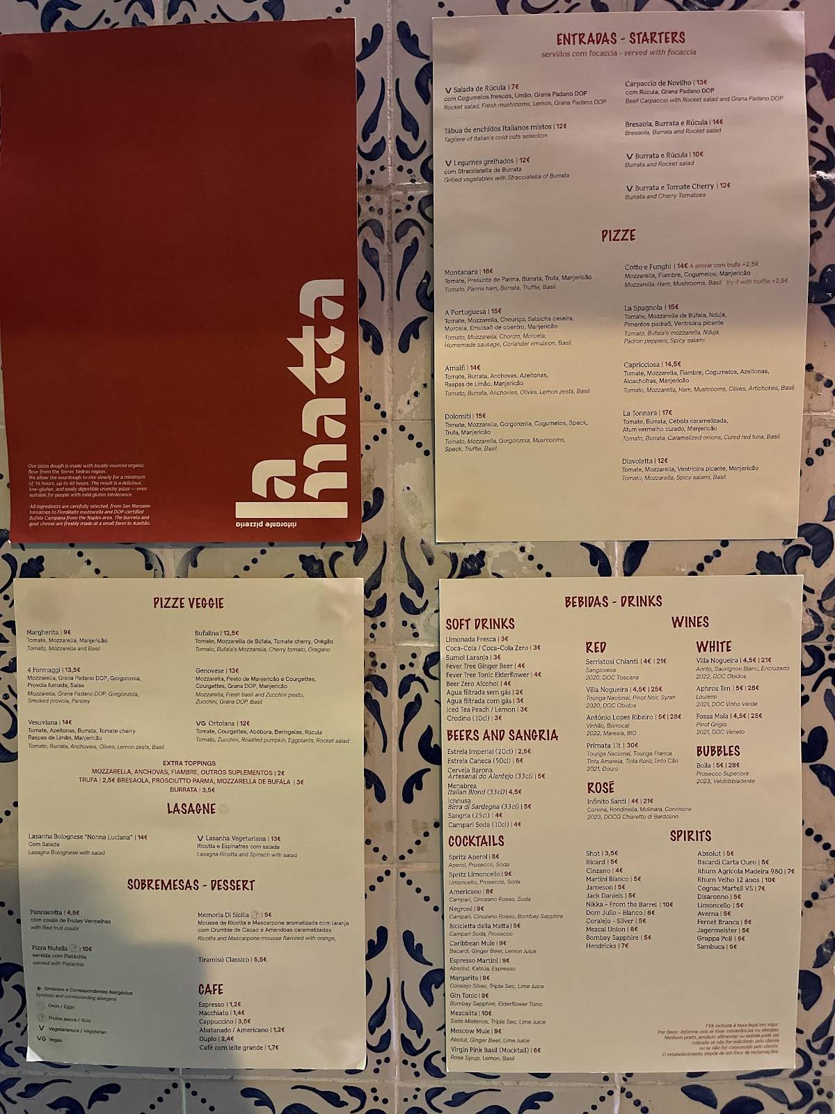 Menu em LA MATTA CAIS PIZZERIA, Lisboa