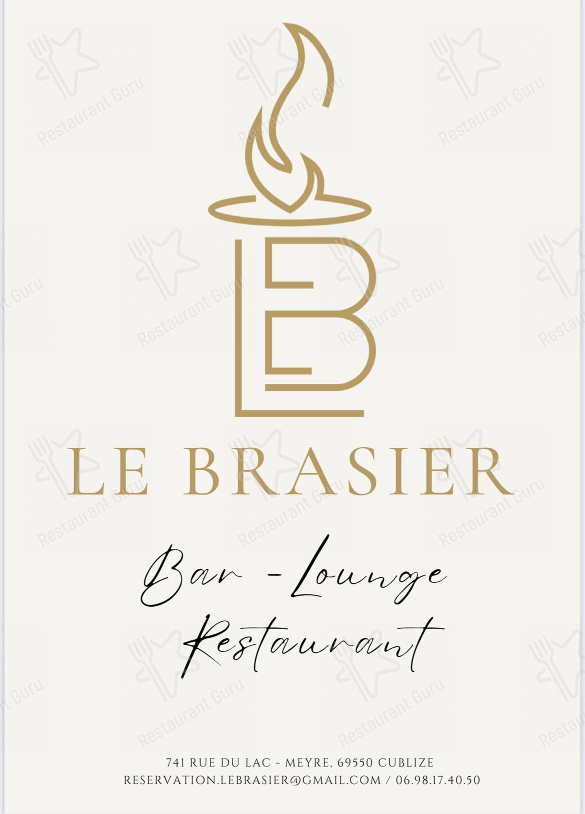 Menu au LE BRASIER - Lac des Sapins pub et bar, Cublize