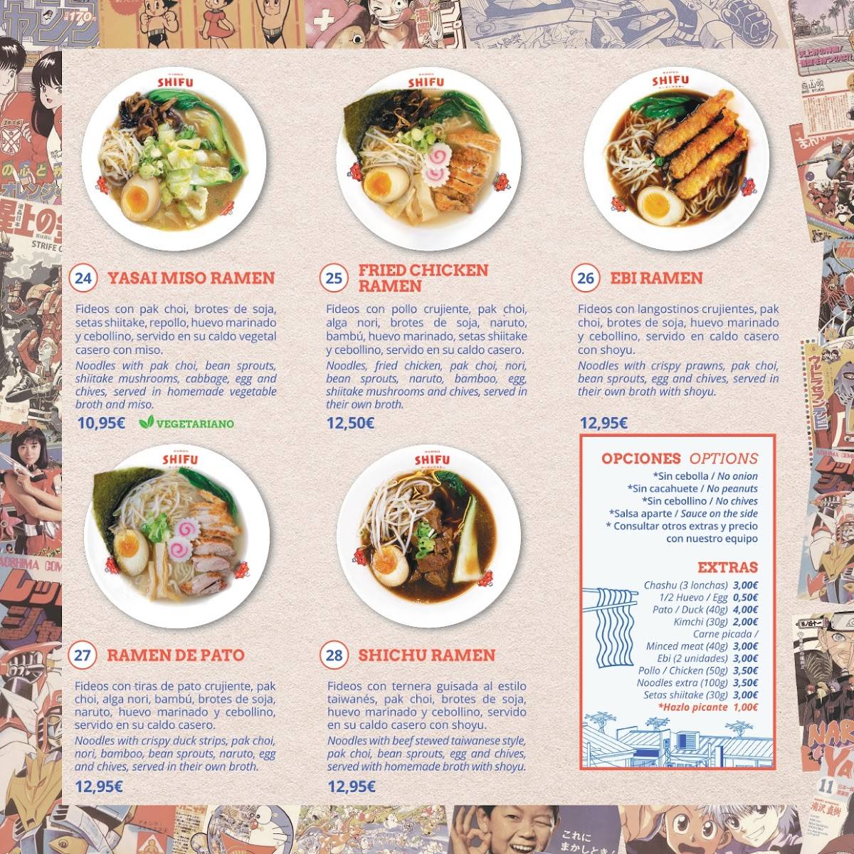 Menu at Ramen Shifu restaurant, L'Eliana