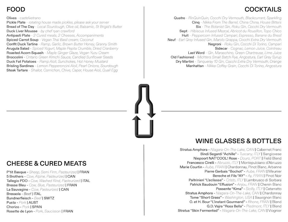 Menu at LOOPLINE bottle shop & wine bar, Toronto
