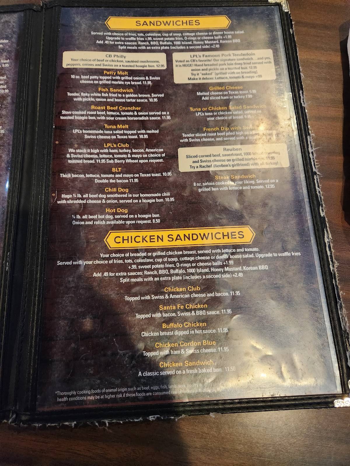 Menu at LPL's Restaurant & Pub, Council Bluffs