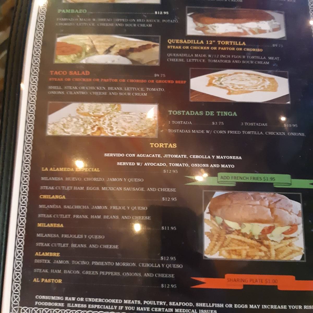 Menu at La Alameda Mexican Restaurant, New Port Richey