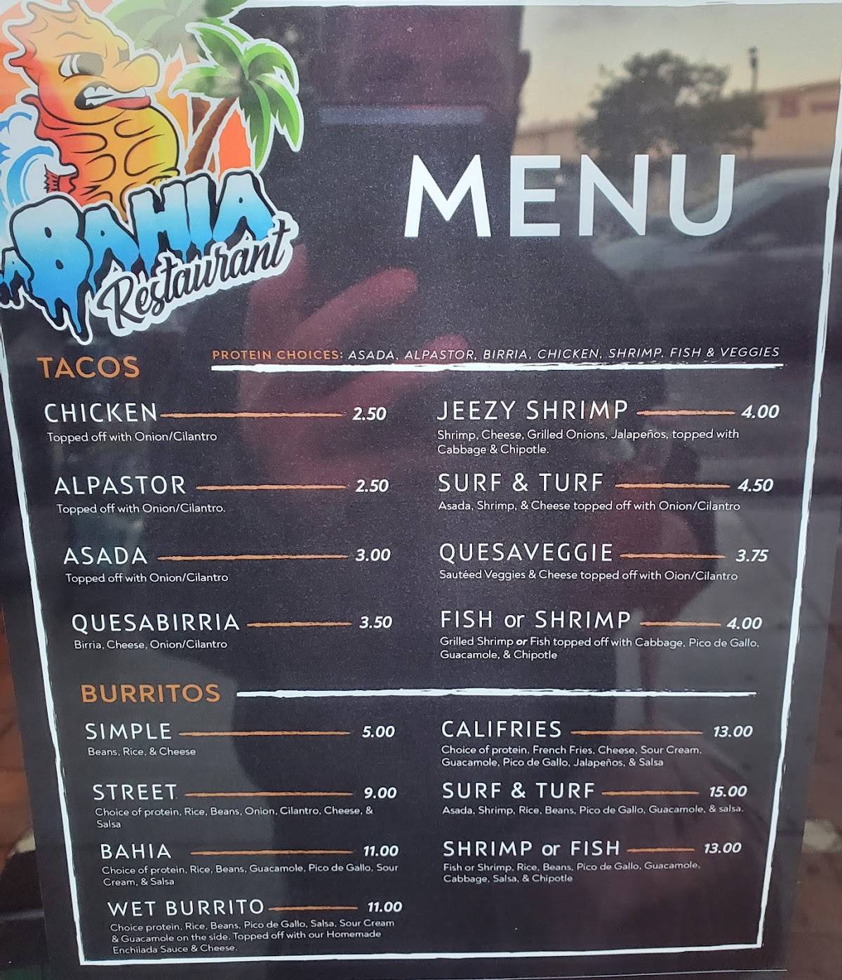 Menu at La Bahia Mexican Restaurant, Monterey