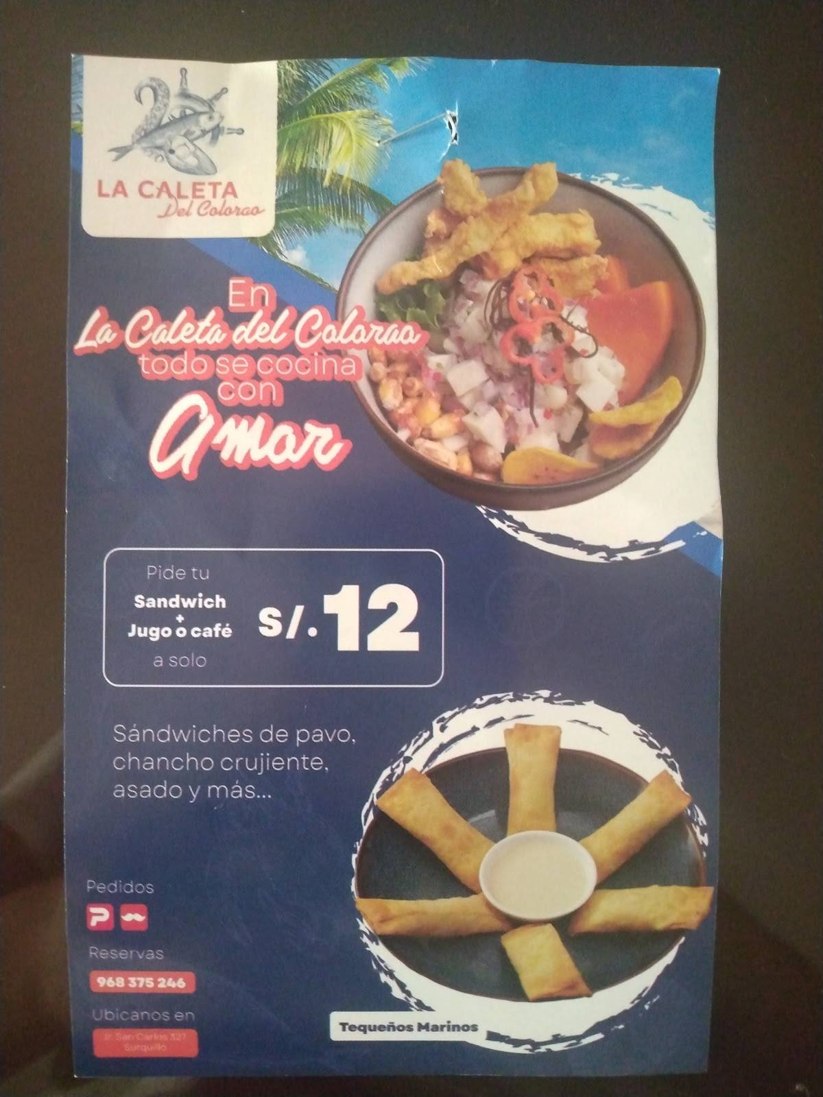 Menu at La Caleta del Colorao restaurant, Surquillo