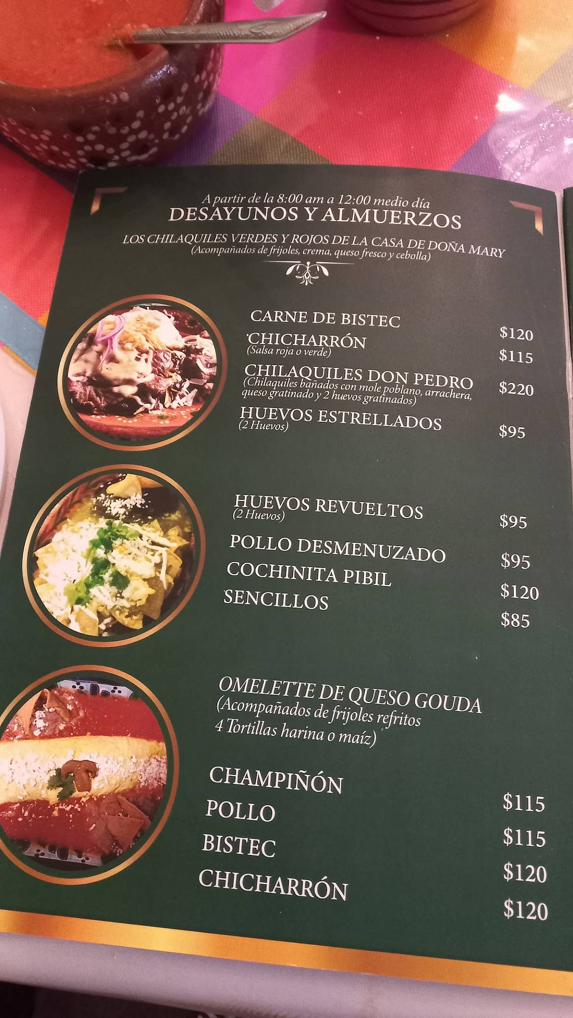 Menu at La Casa de doña Mary Piña restaurant, Monterrey