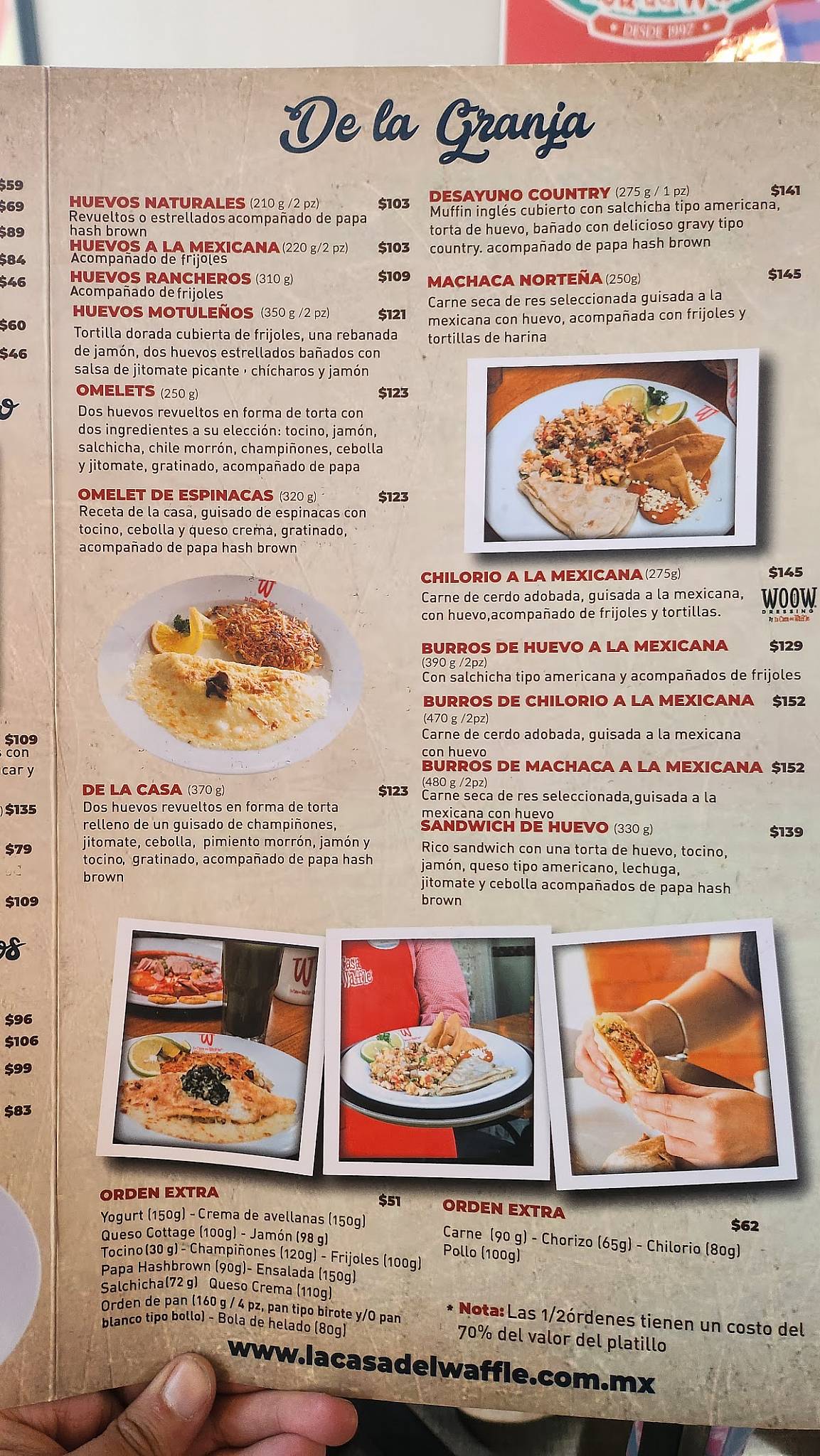 Carta del restaurante La Casa del Waffle Zona Real, Zapopan