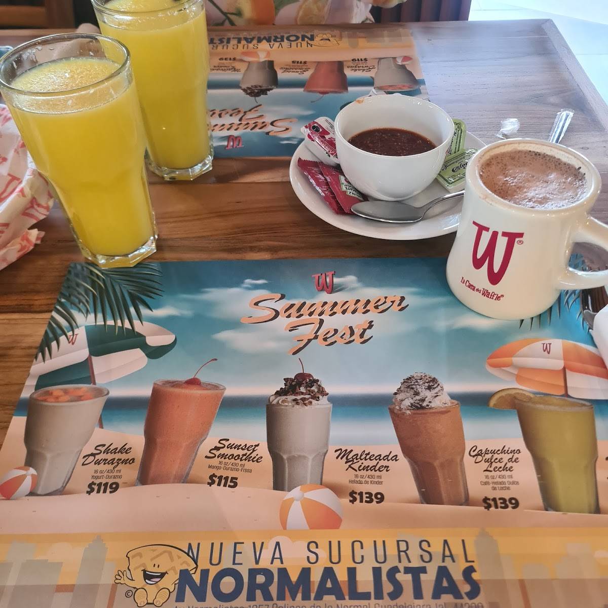 Carta del restaurante La Casa del Waffle, Guadalajara