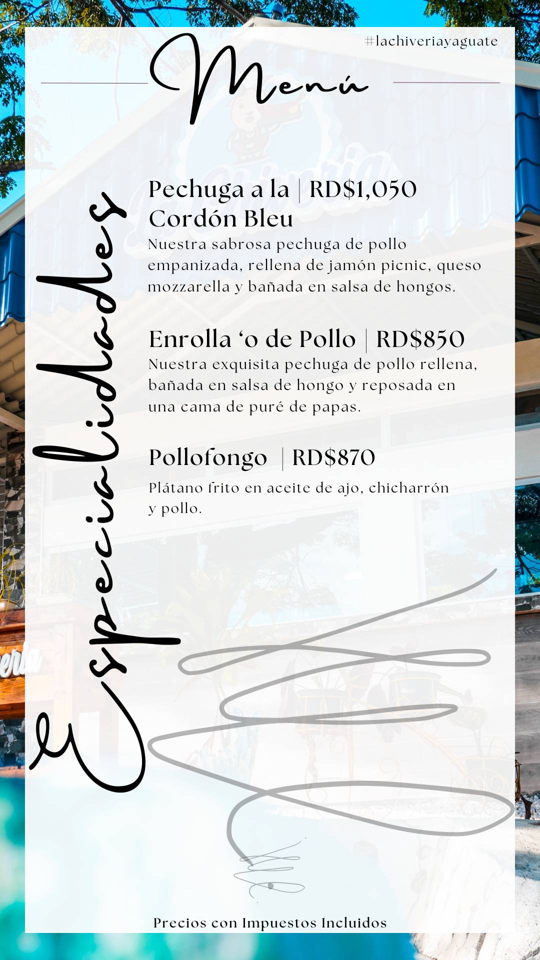 Menu at La Chivería de Yaguate restaurant, Dominicana