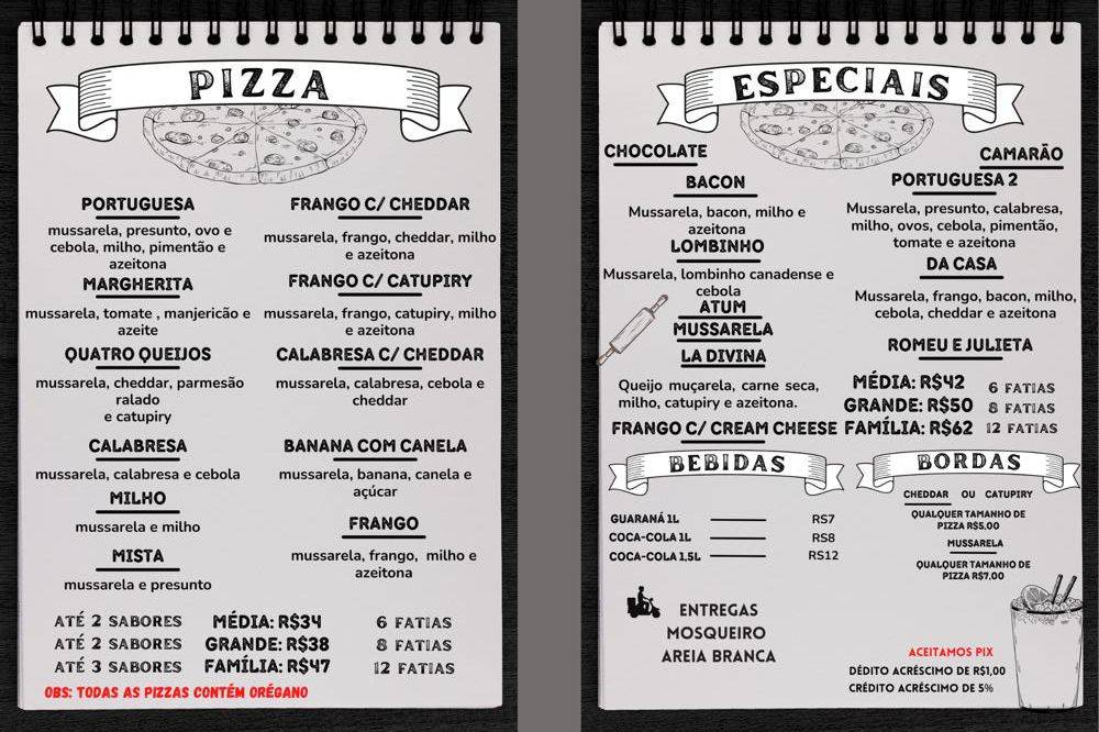 Carta del restaurante La Divina, Aracaju