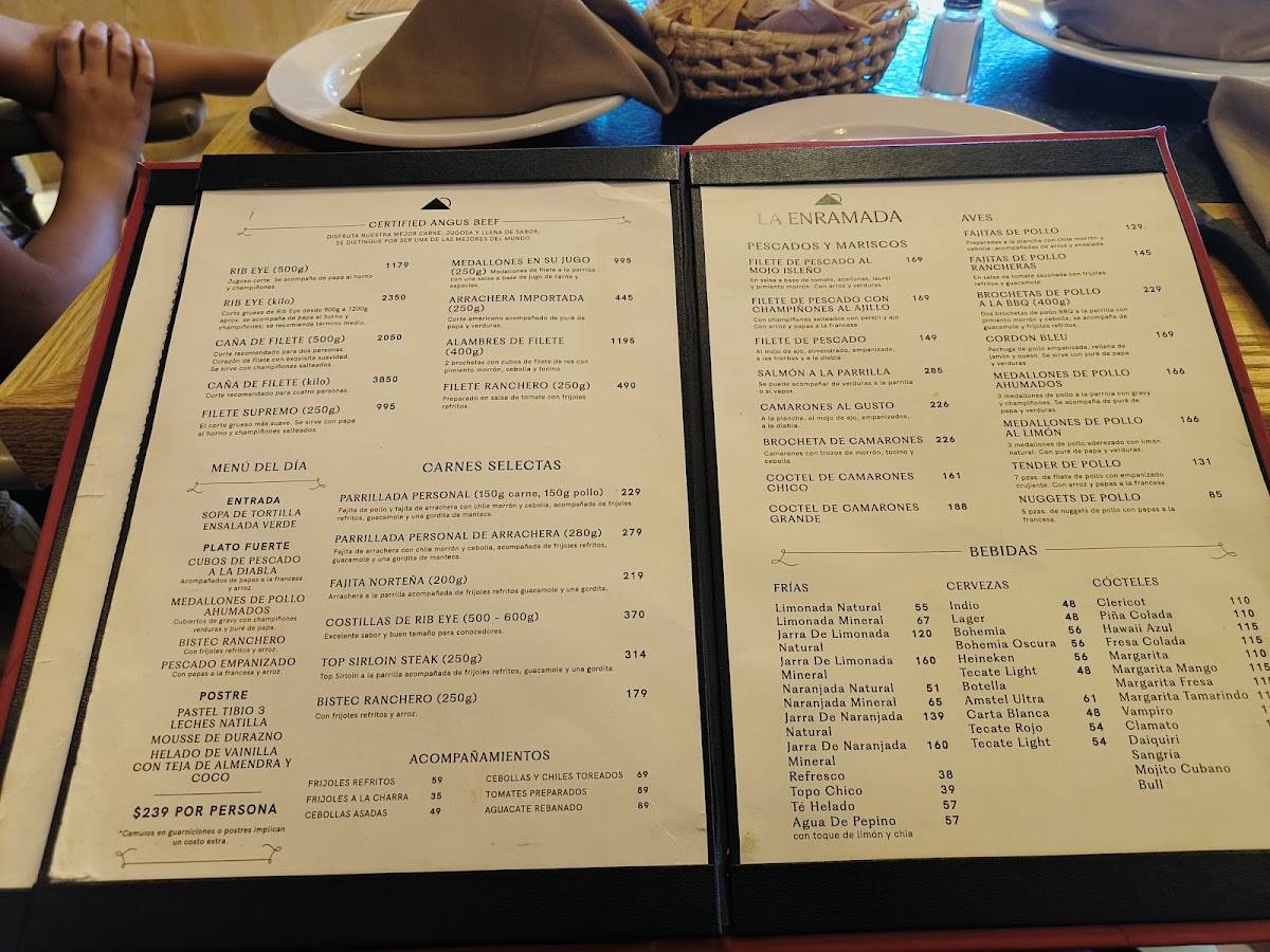 Carta del restaurante La Enramada, Cadereyta Jiménez