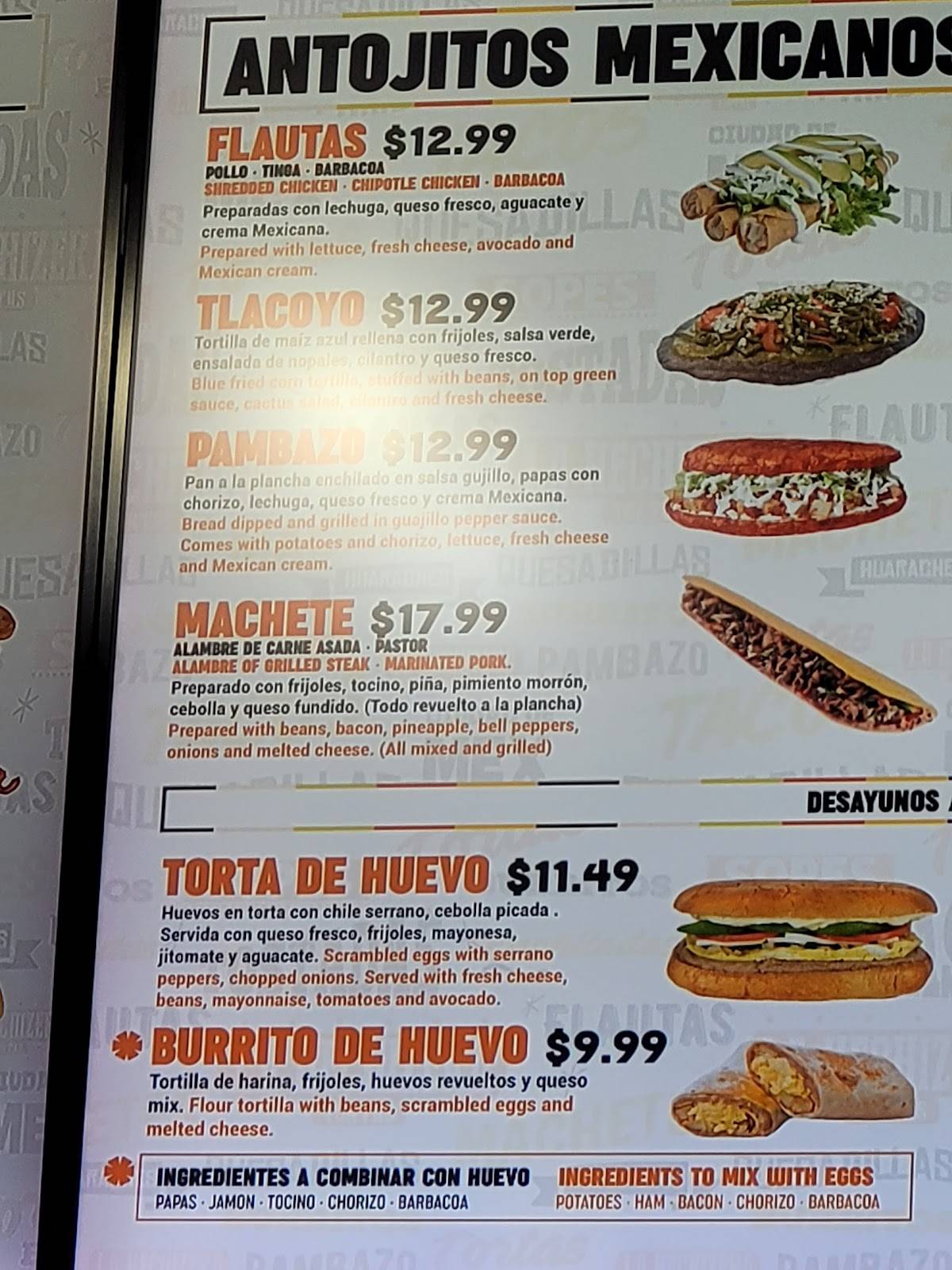 Carta del restaurante La Hechizera Tortas, Grand Prairie, S Carrier ...