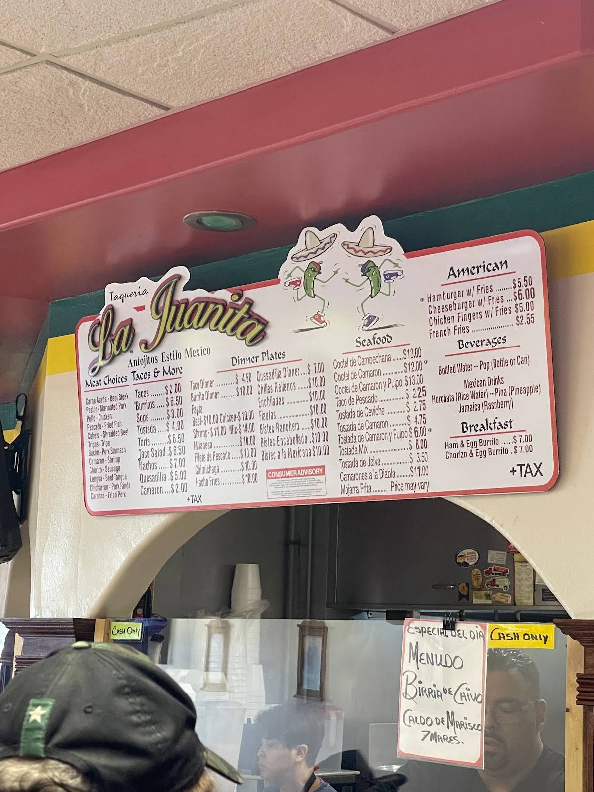 Menu at La Juanita restaurant, Sioux City, Pierce St