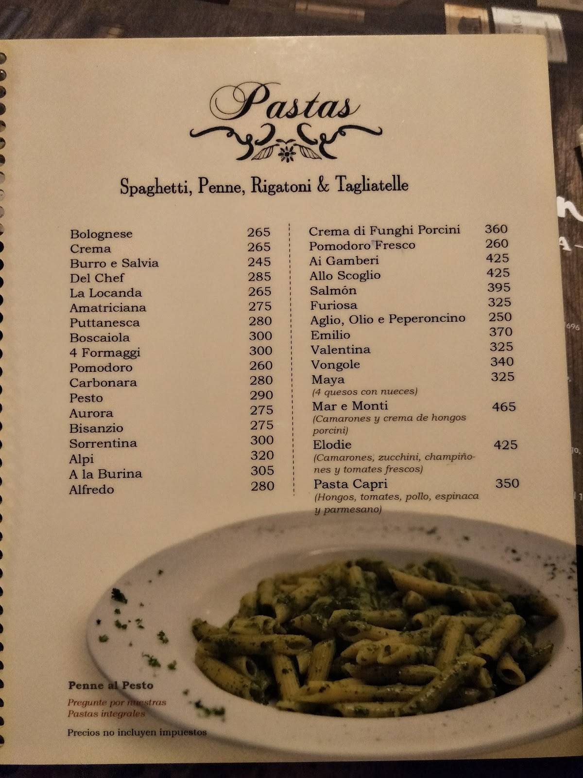 Carta del restaurante La Locanda - Bella Vista, Santo Domingo, 2 local