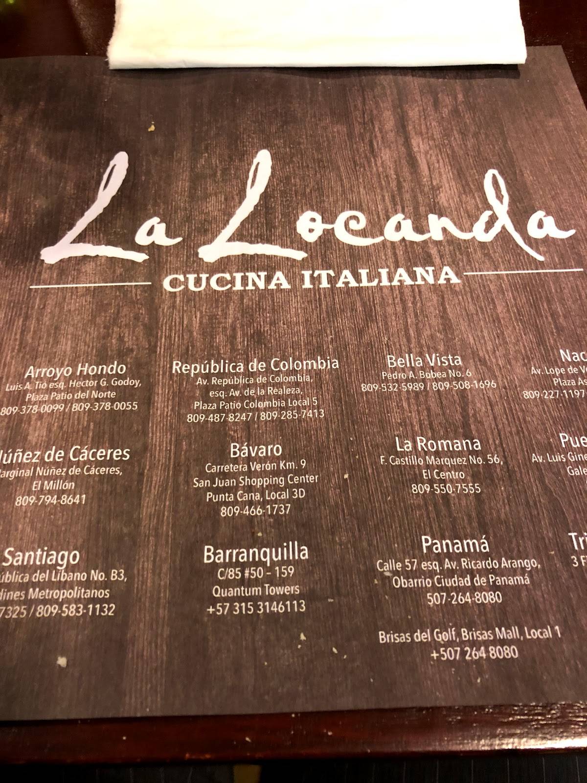 Carta del restaurante La Locanda - Bella Vista, Santo Domingo, 2 local