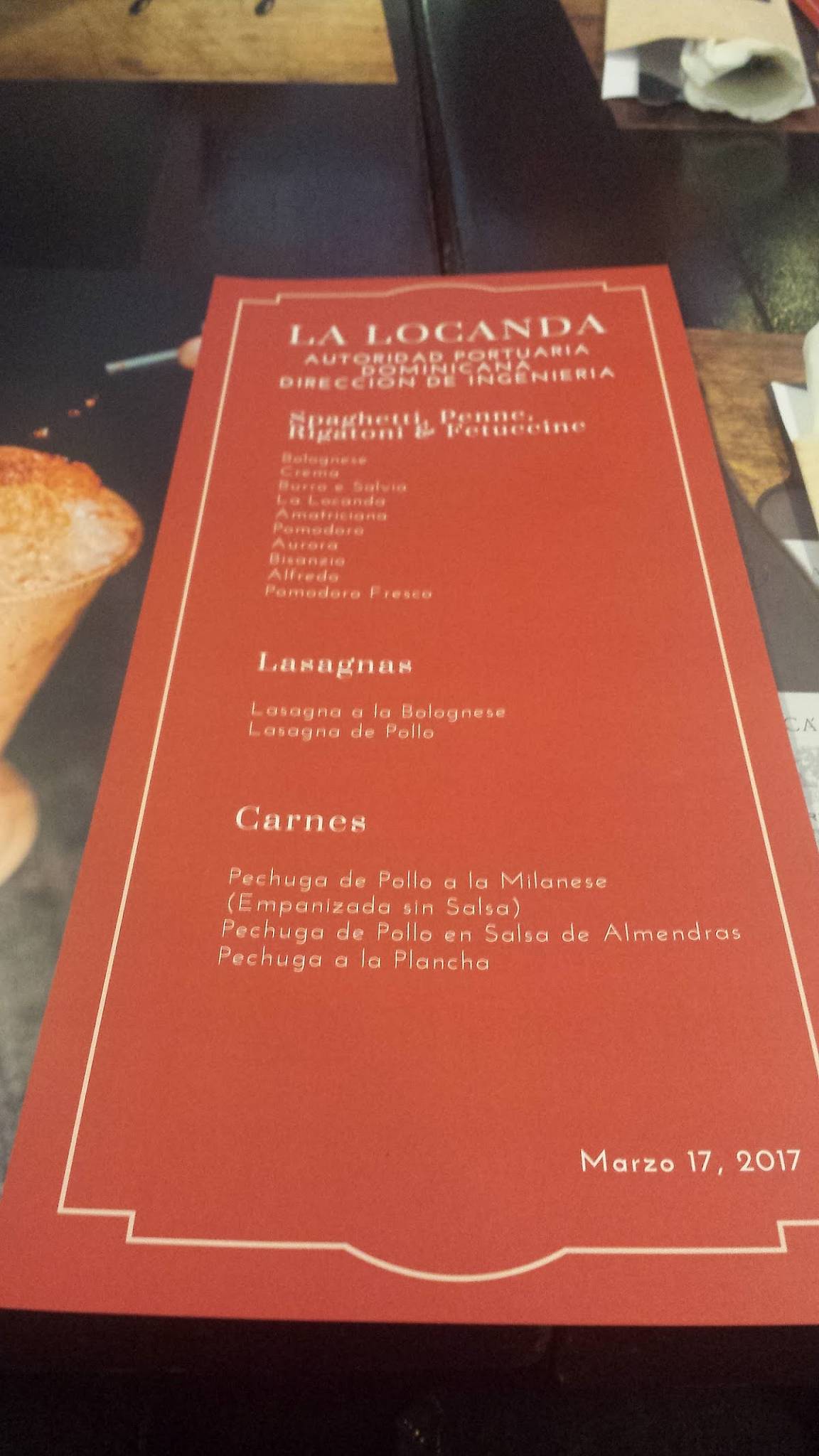 Carta del restaurante La Locanda - Bella Vista, Santo Domingo, 2 local