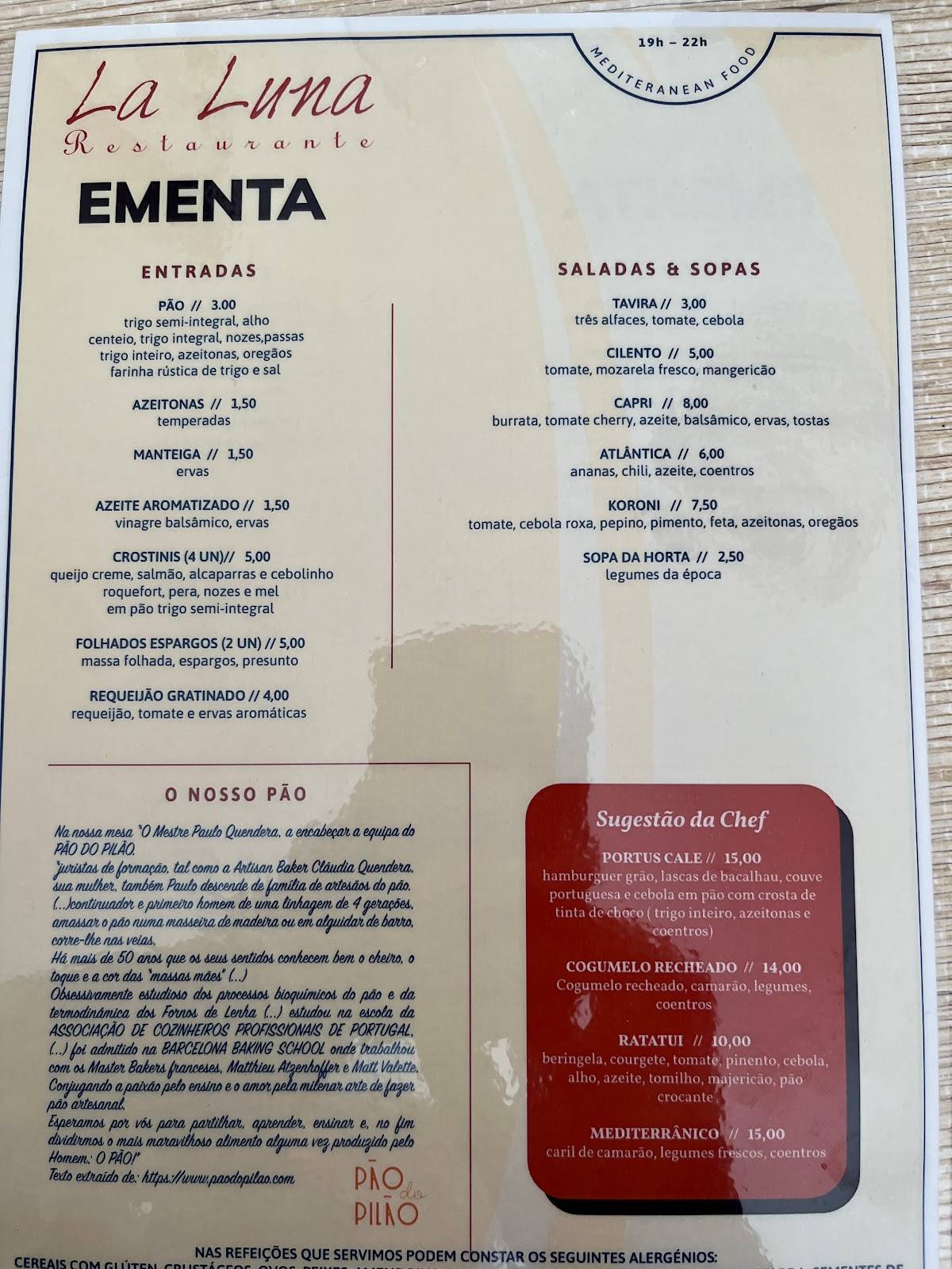 Menu em La Luna Restaurante, Azeitão