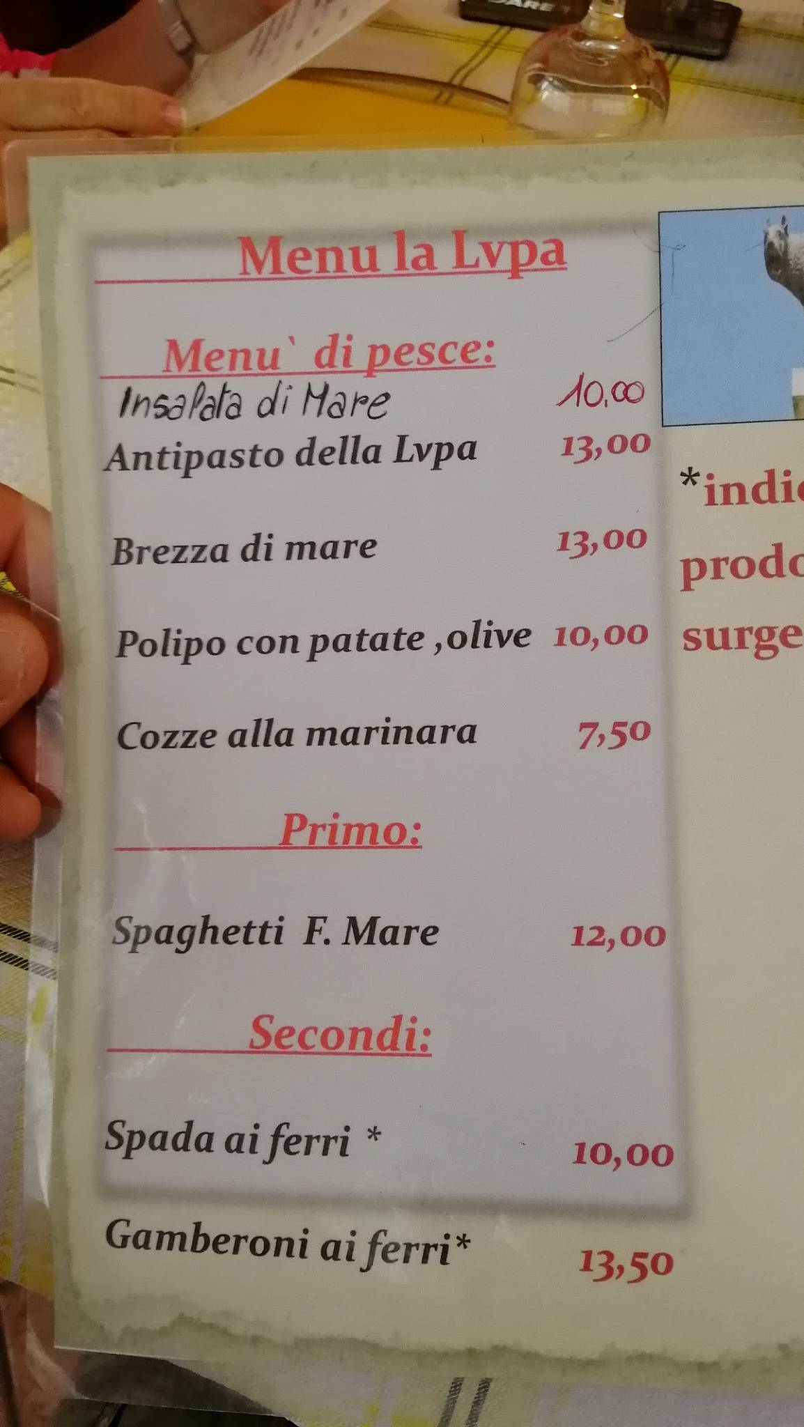 Menu da La Lupa ristorante, Casale Monferrato, Str. Vecchia Vercelli