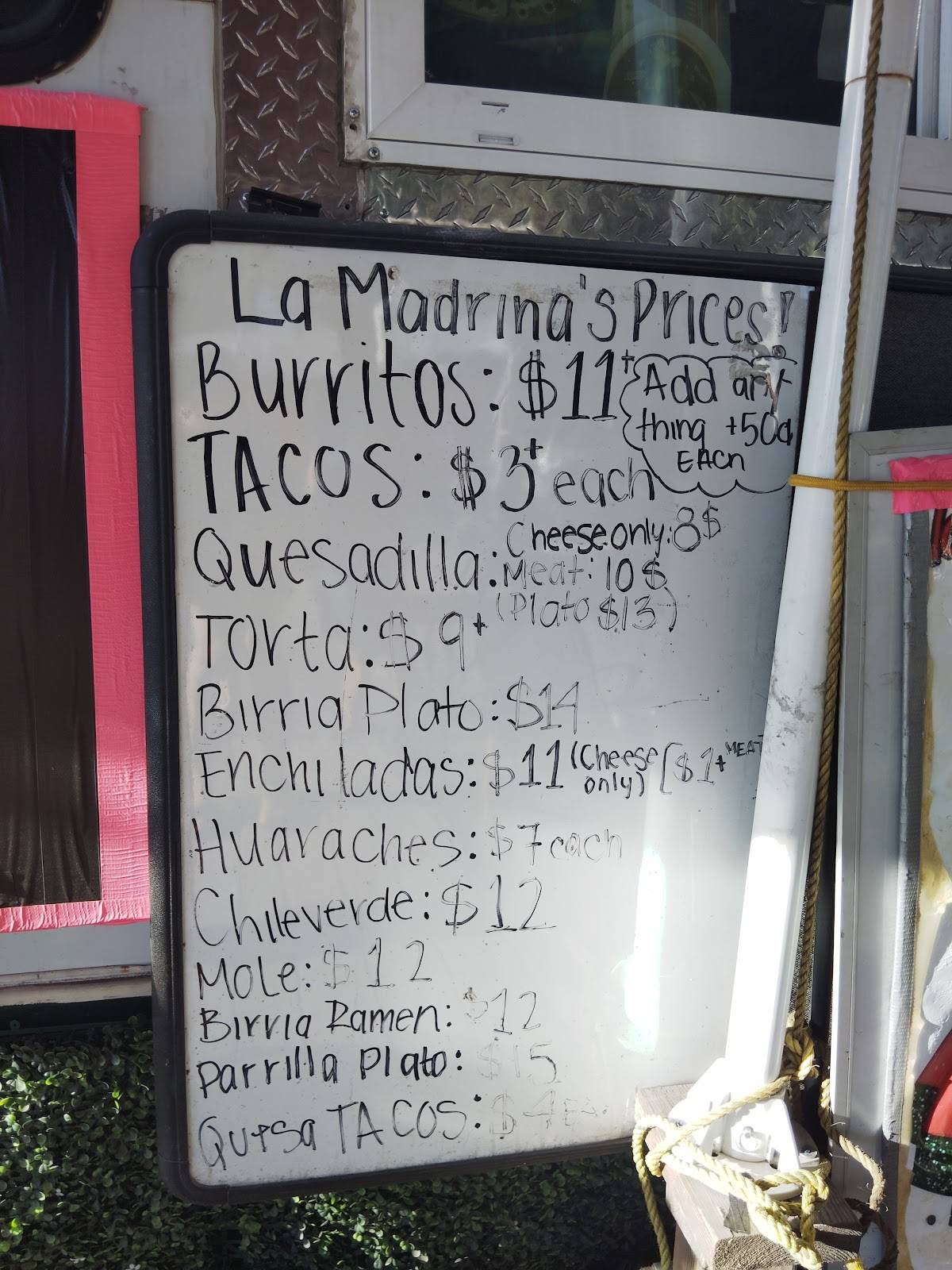 Menu at La Madrina Mexican Food restaurant, Hood River