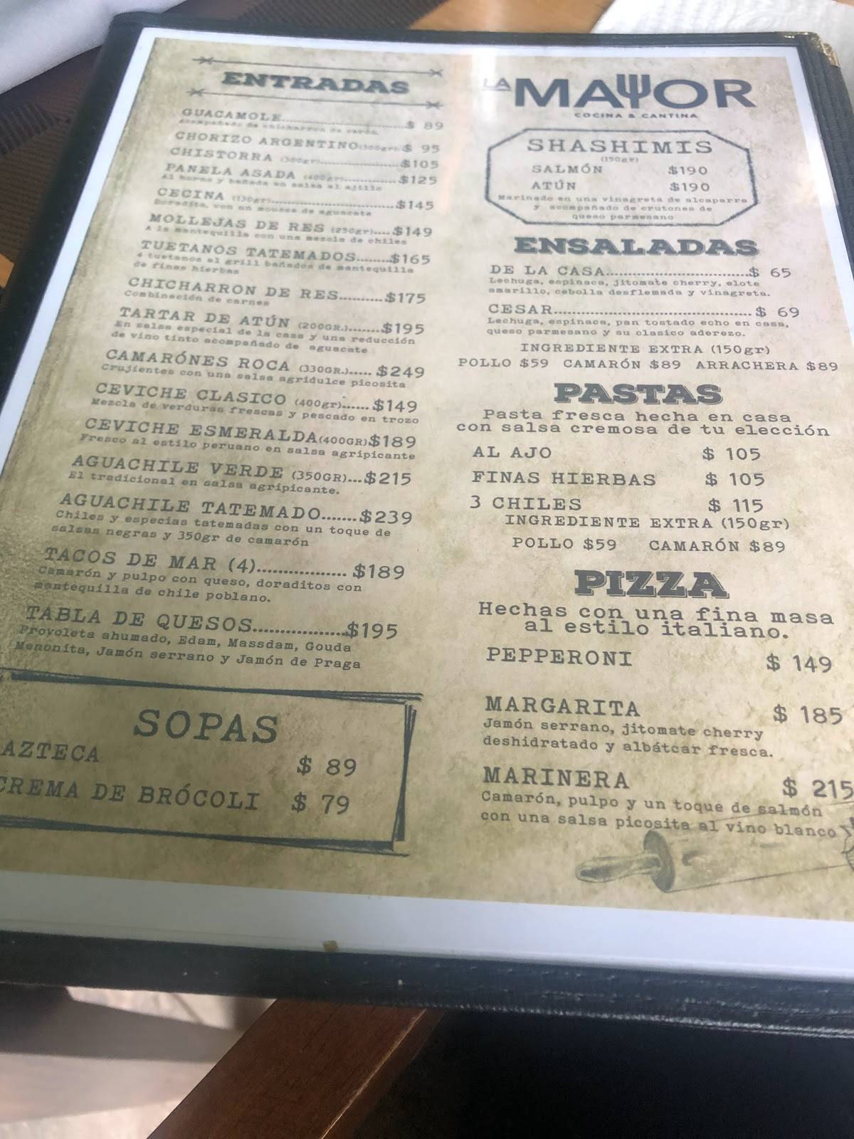 Carta del restaurante La Mayor Ciudad Guzmán, Ciudad Guzmán