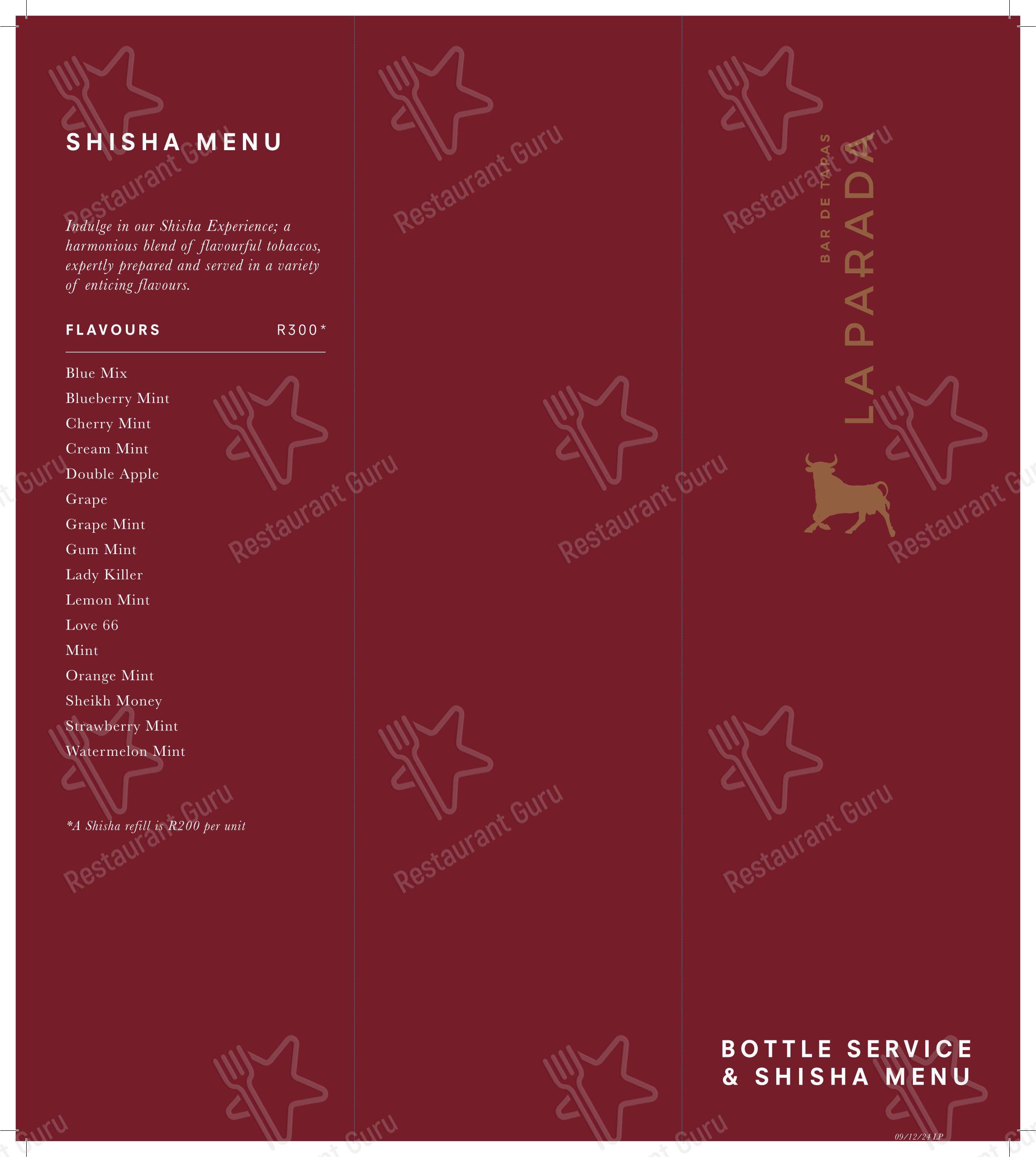 Menu at La Parada Emperors Palace restaurant, Kempton Park