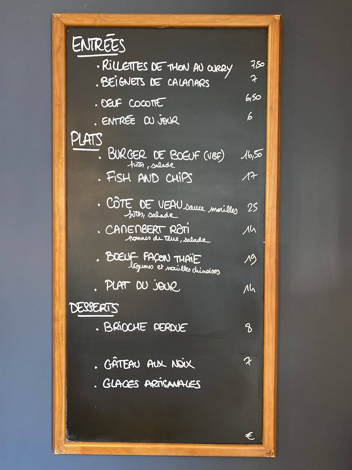 Menu au La Plage restaurant, Lancieux
