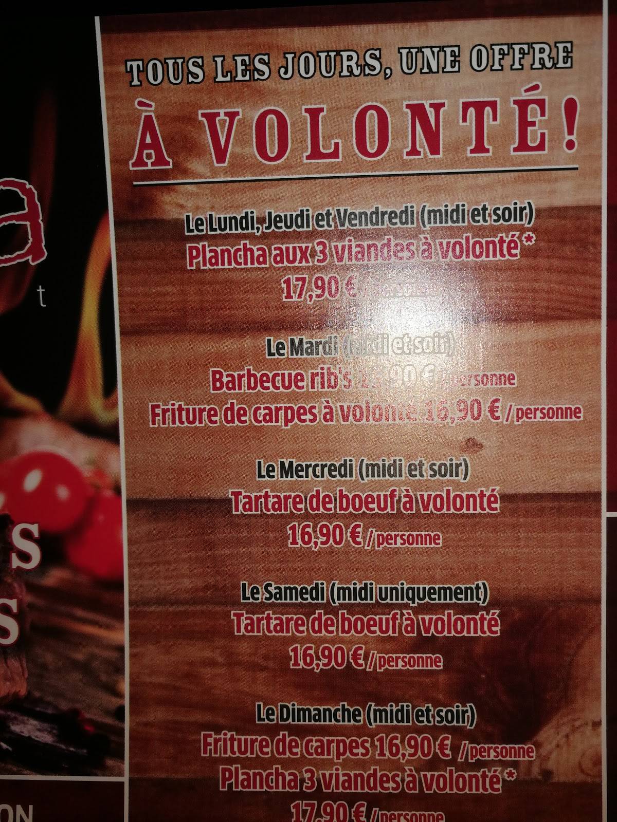 Menu at La Plancha BBQ, Besançon, 10 Rue Gustave Courbet