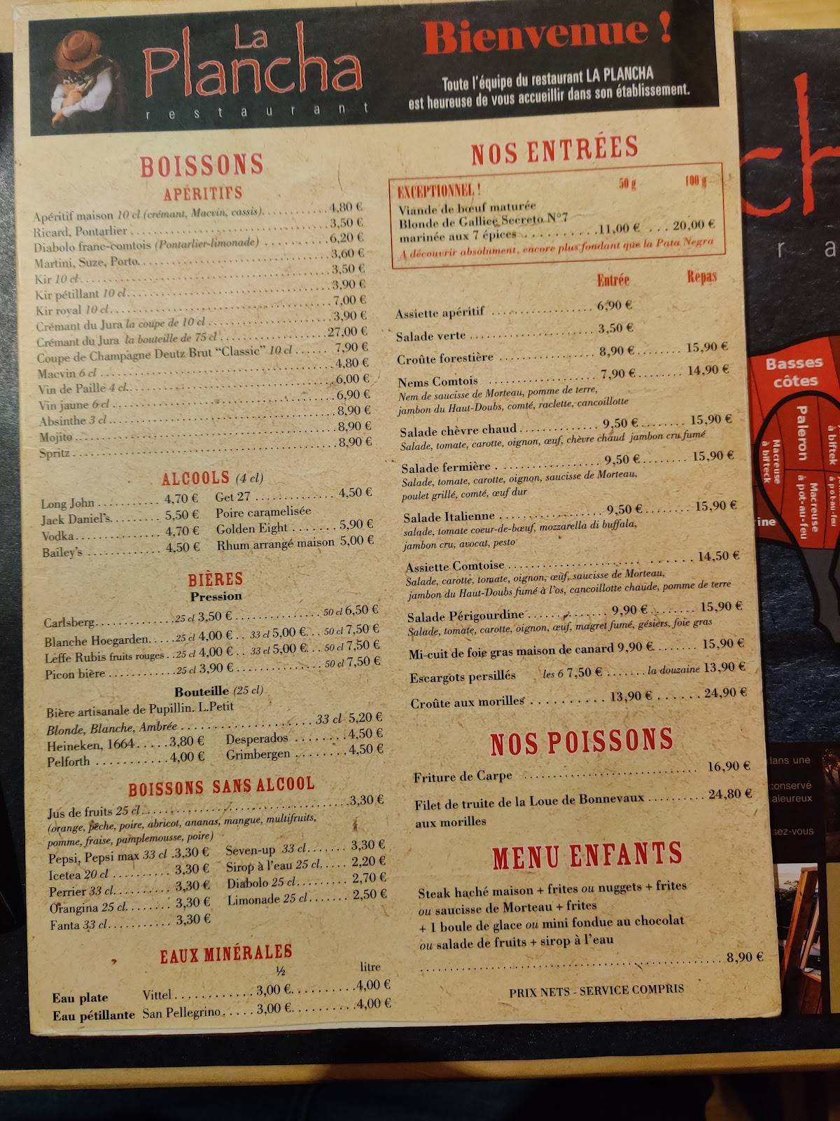 Menu at La Plancha BBQ, Besançon, 10 Rue Gustave Courbet