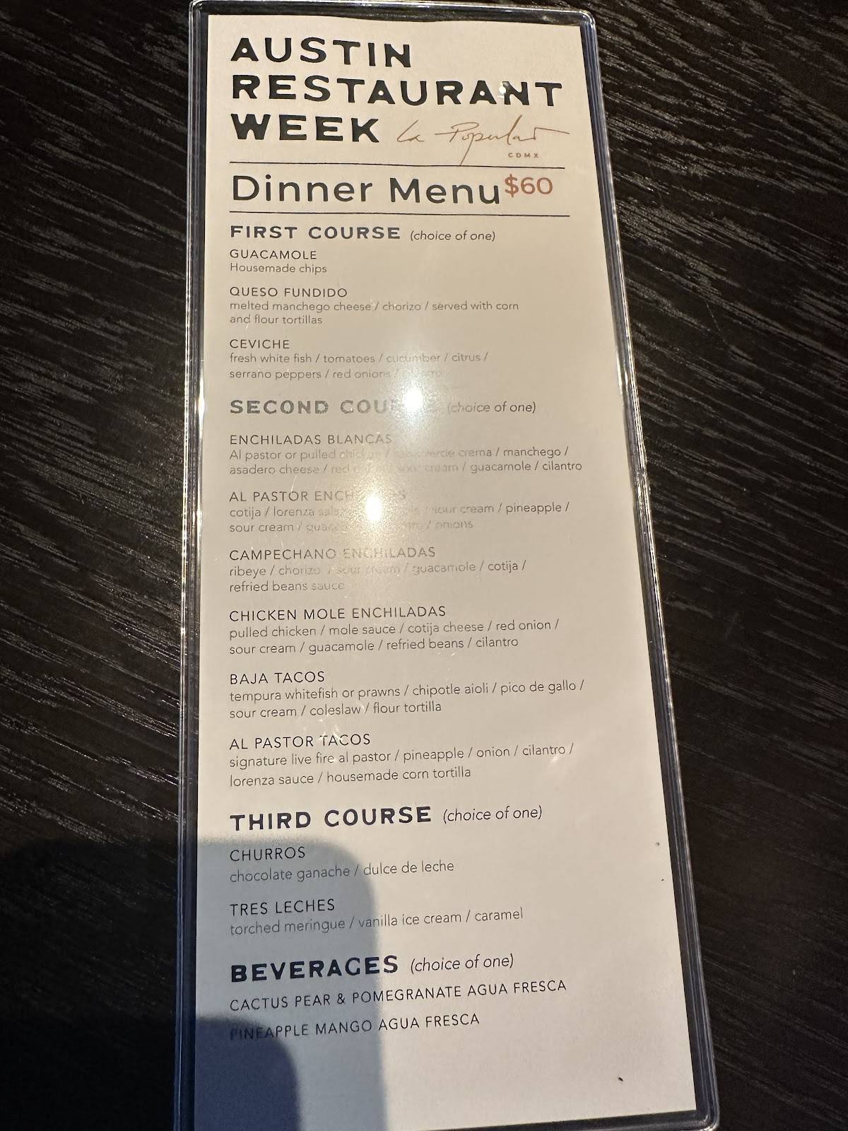Menu at La Popular Austin pub & bar, Austin