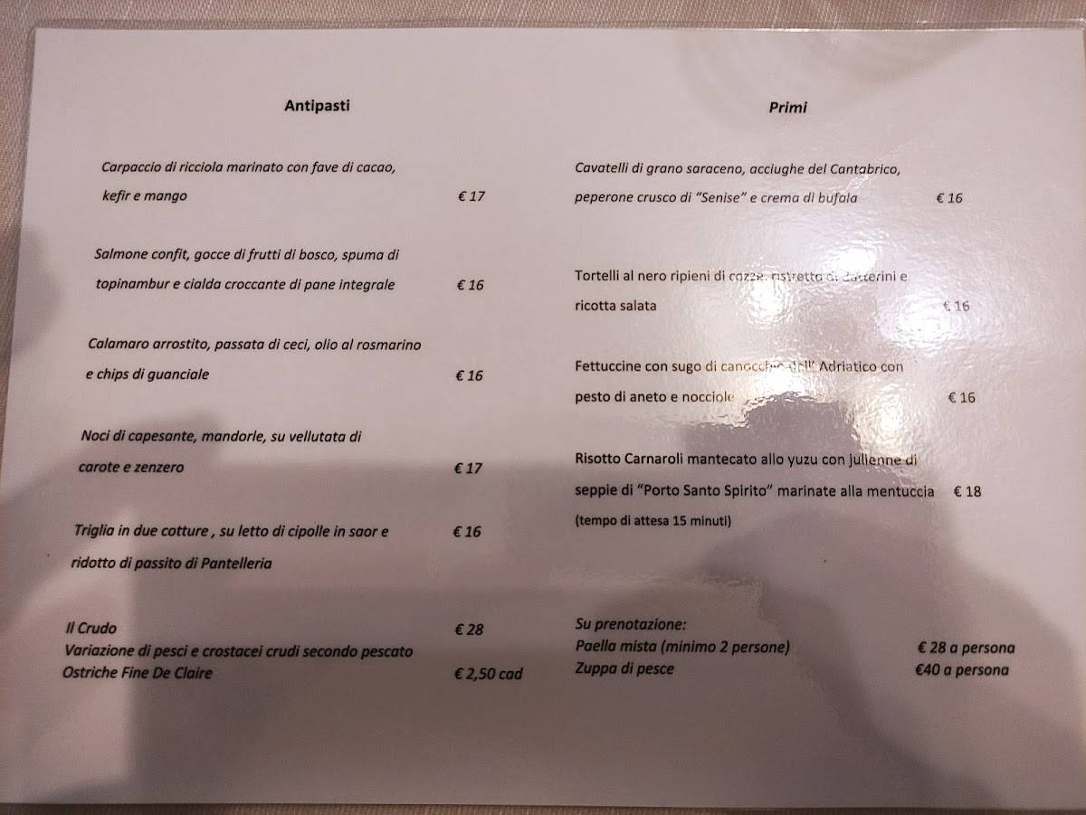 Menu da La Rada ristorante, Lignana