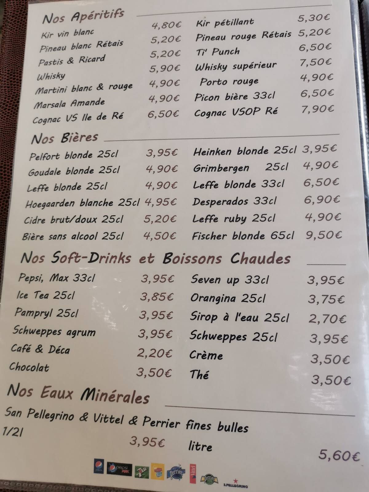Carta del restaurante Le Canot, La Rochelle