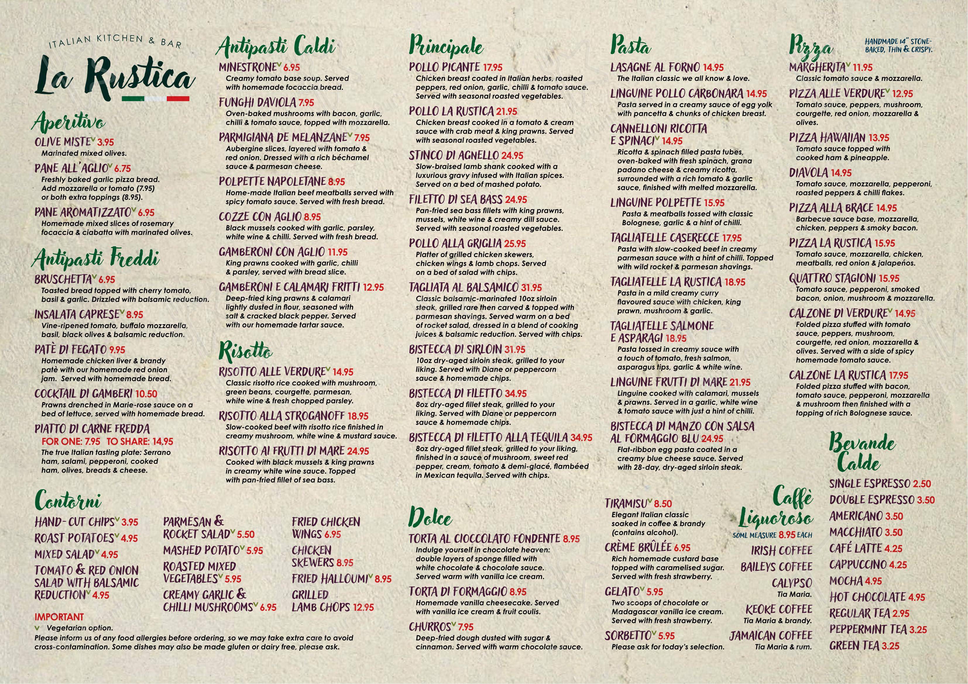 Menu at La Rustica Restaurant & Wine Bar, Doncaster
