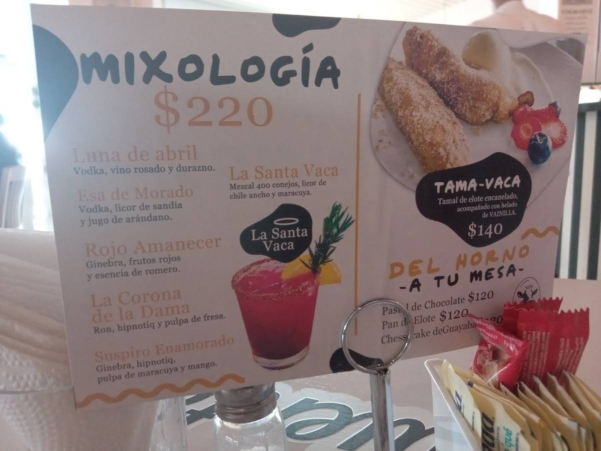 Carta del restaurante La Santa Vaca, Rosarito