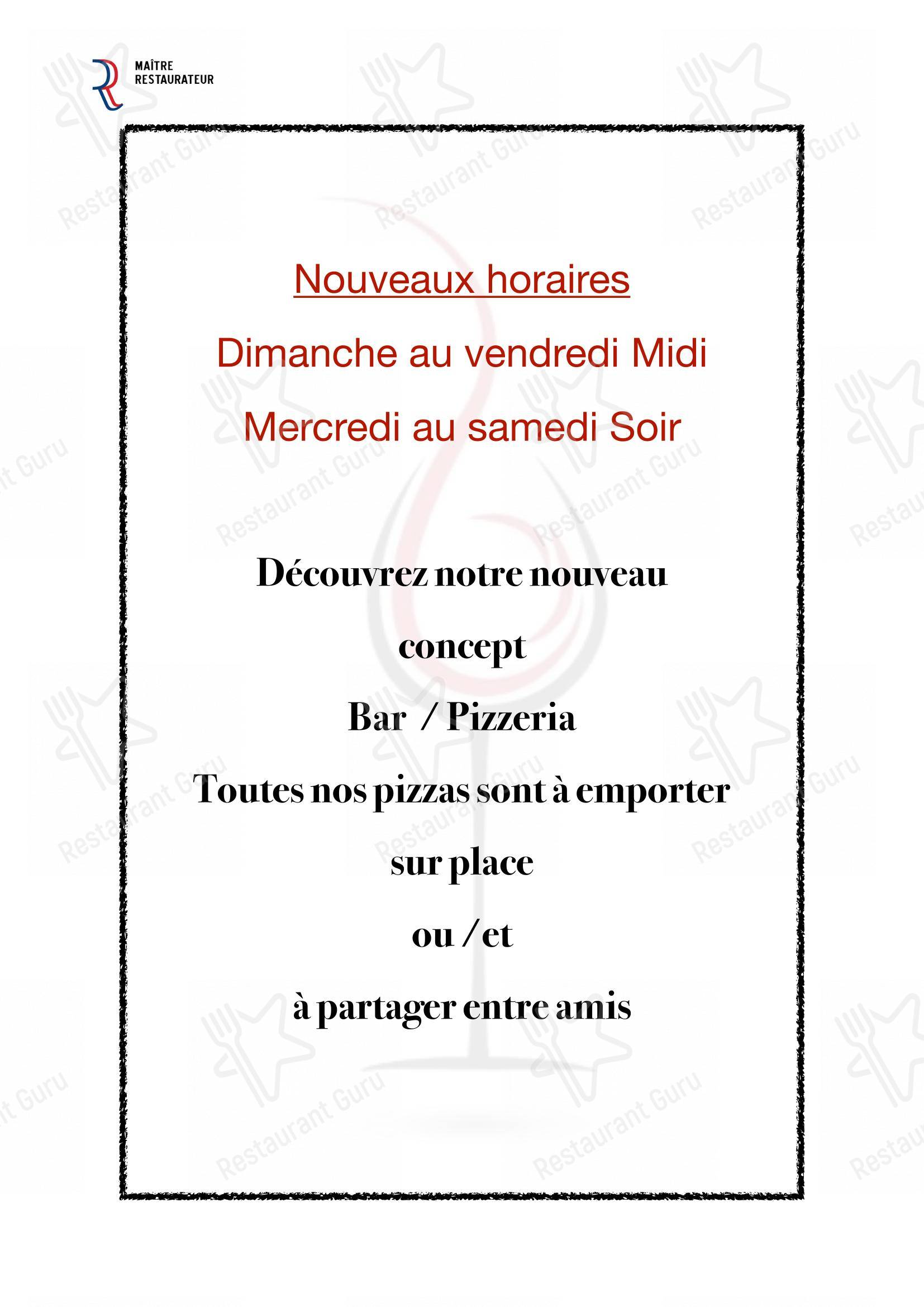 Menu au La table de chonchon pub et bar, Montanay
