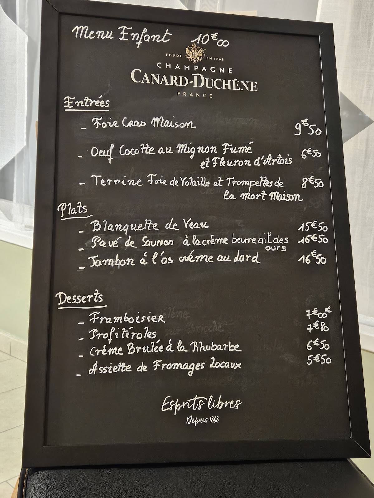 Menu at La Table De Saint Benoit restaurant, Amettes