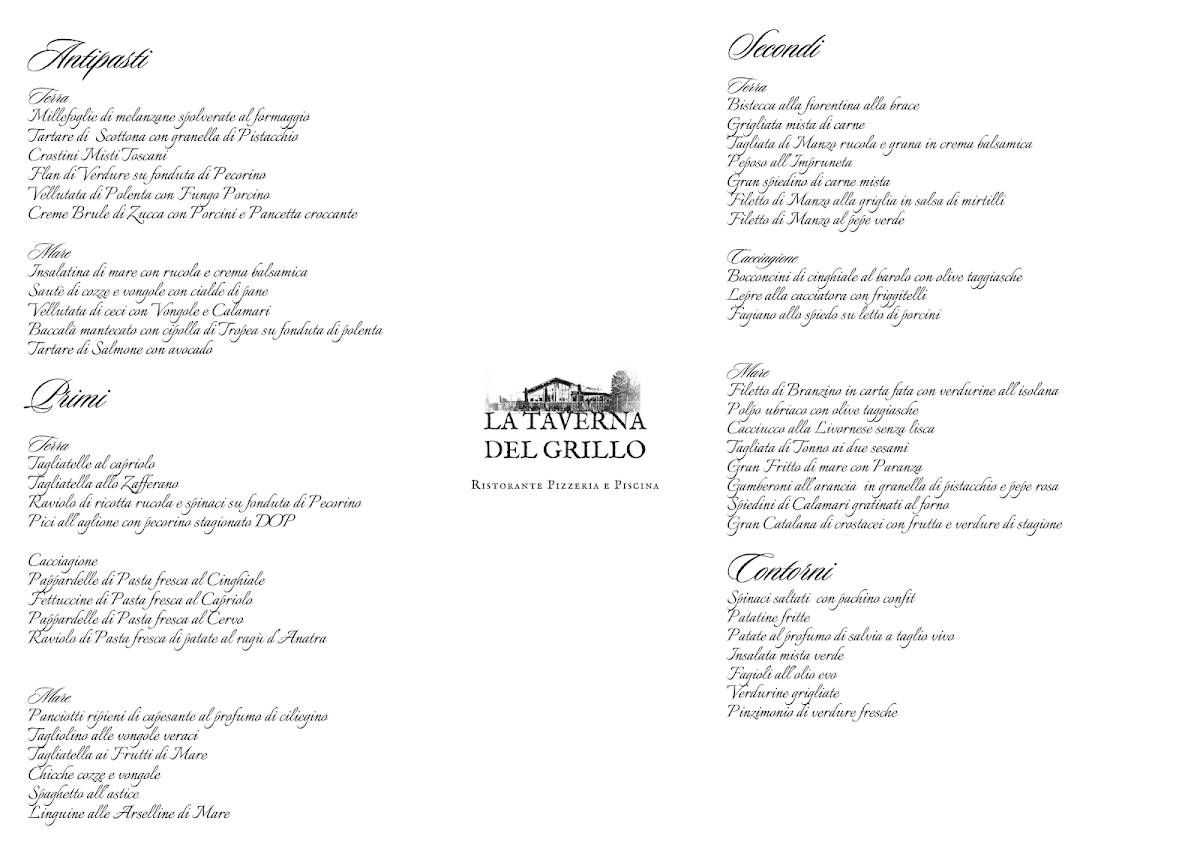 Menu da La Taverna Del Grillo ristorante, Cascina