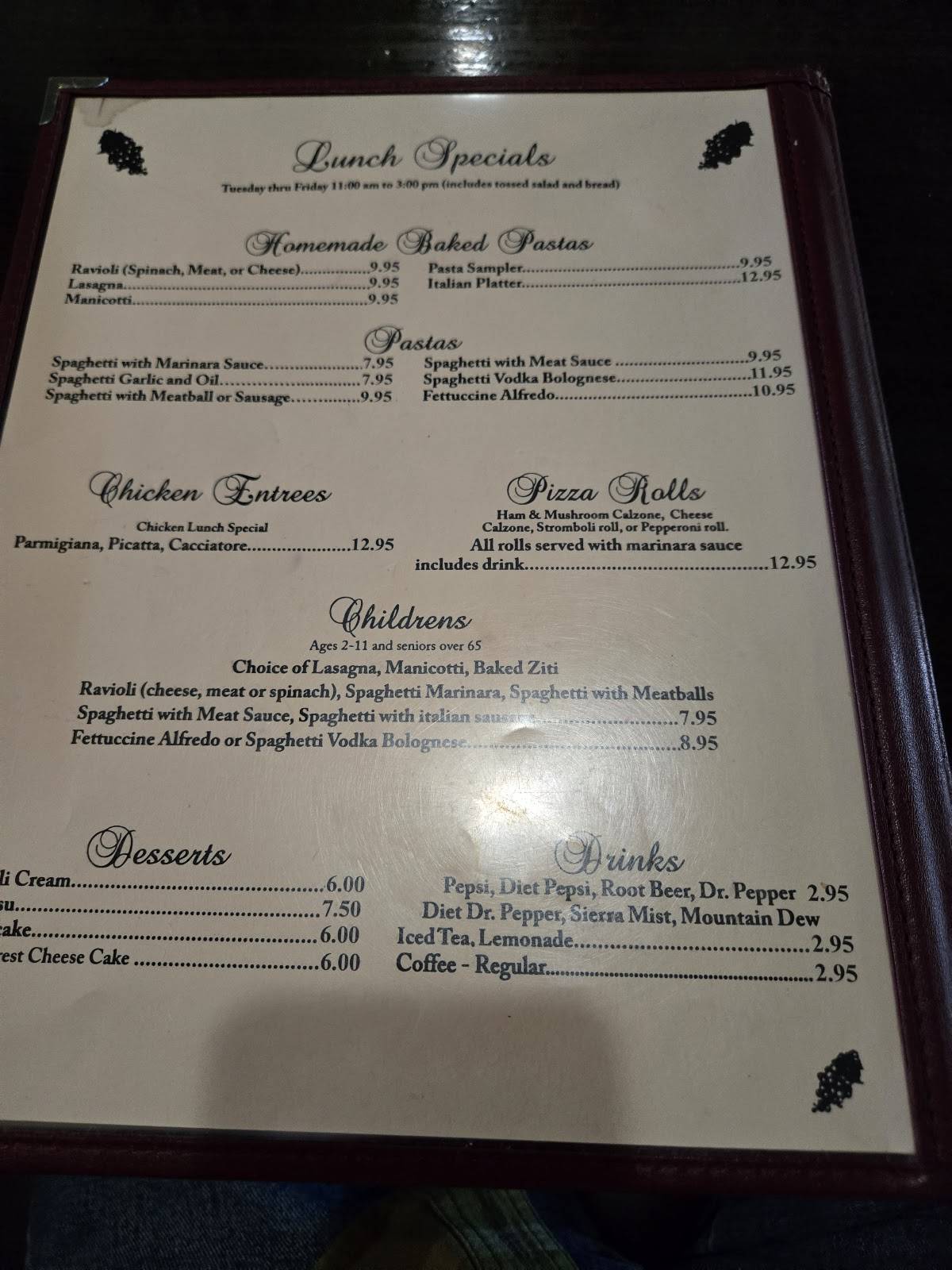 Menu at La Villa restaurant, Russellville