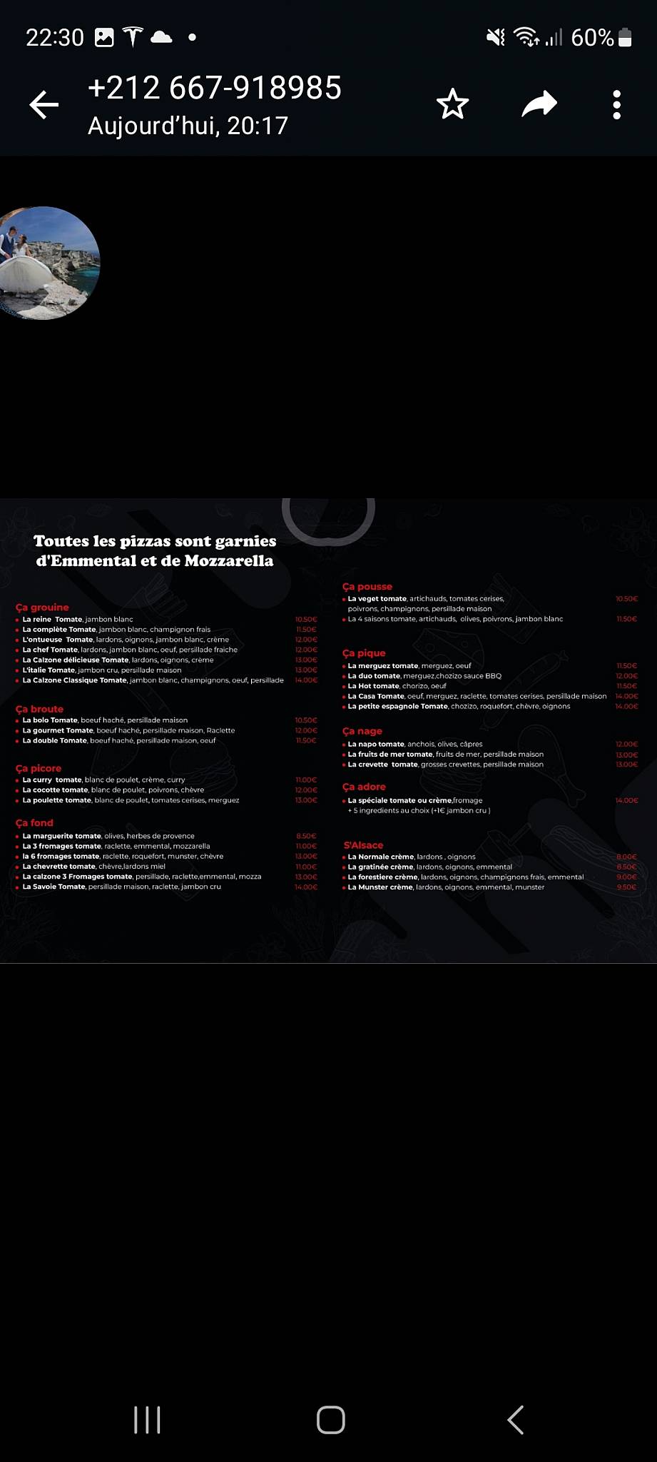 Menu au La casa viona restaurant, Rosheim