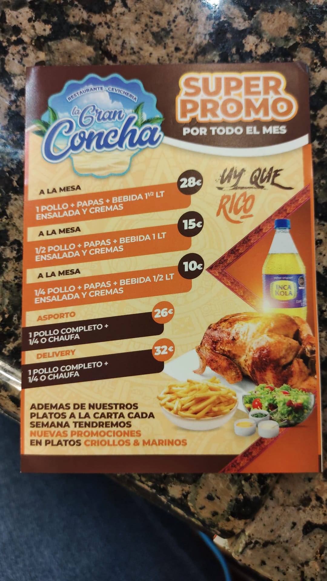 Menu au La gran concha restaurant, Milan