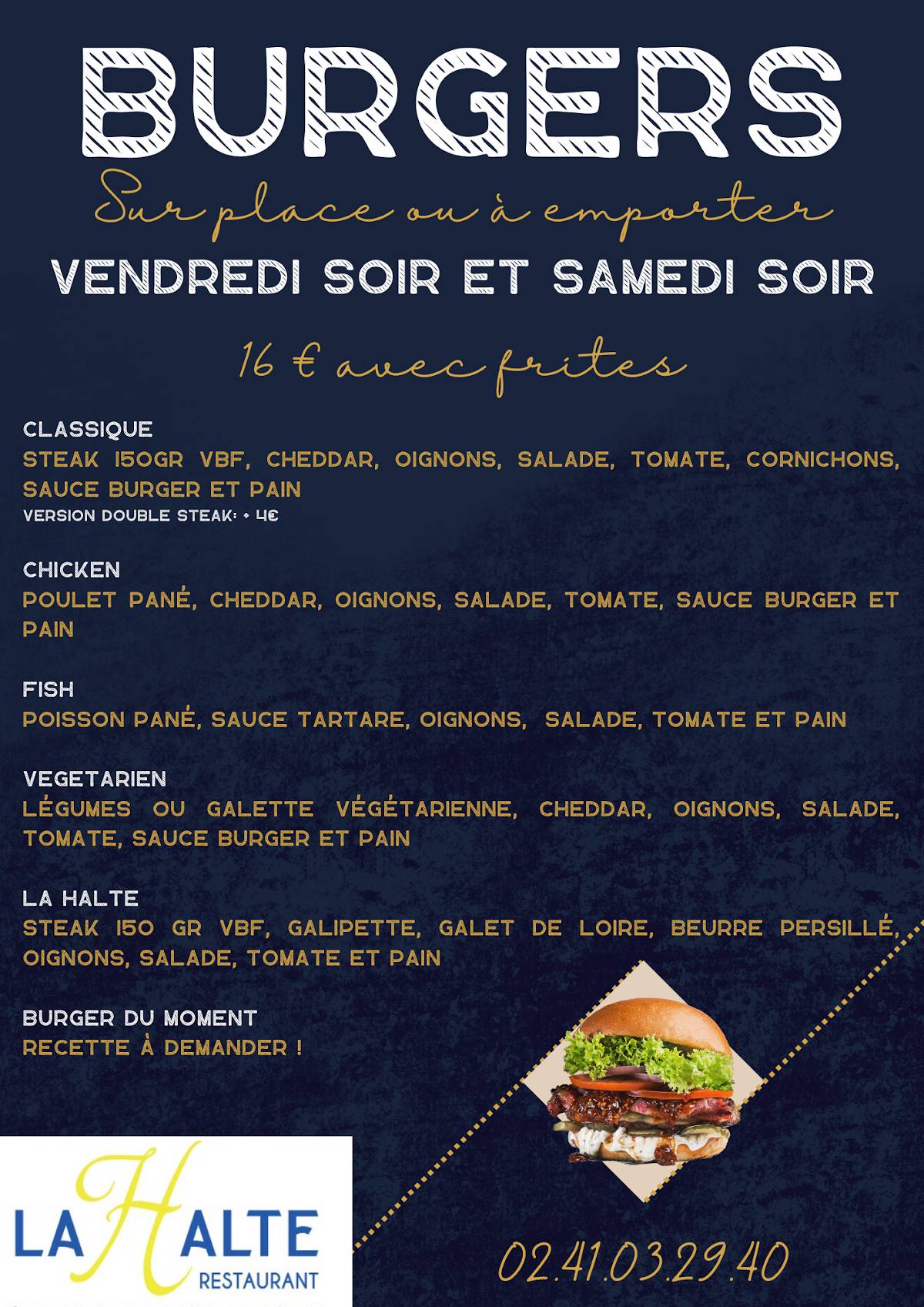 Menu au La halte restaurant, Doué-la-Fontaine