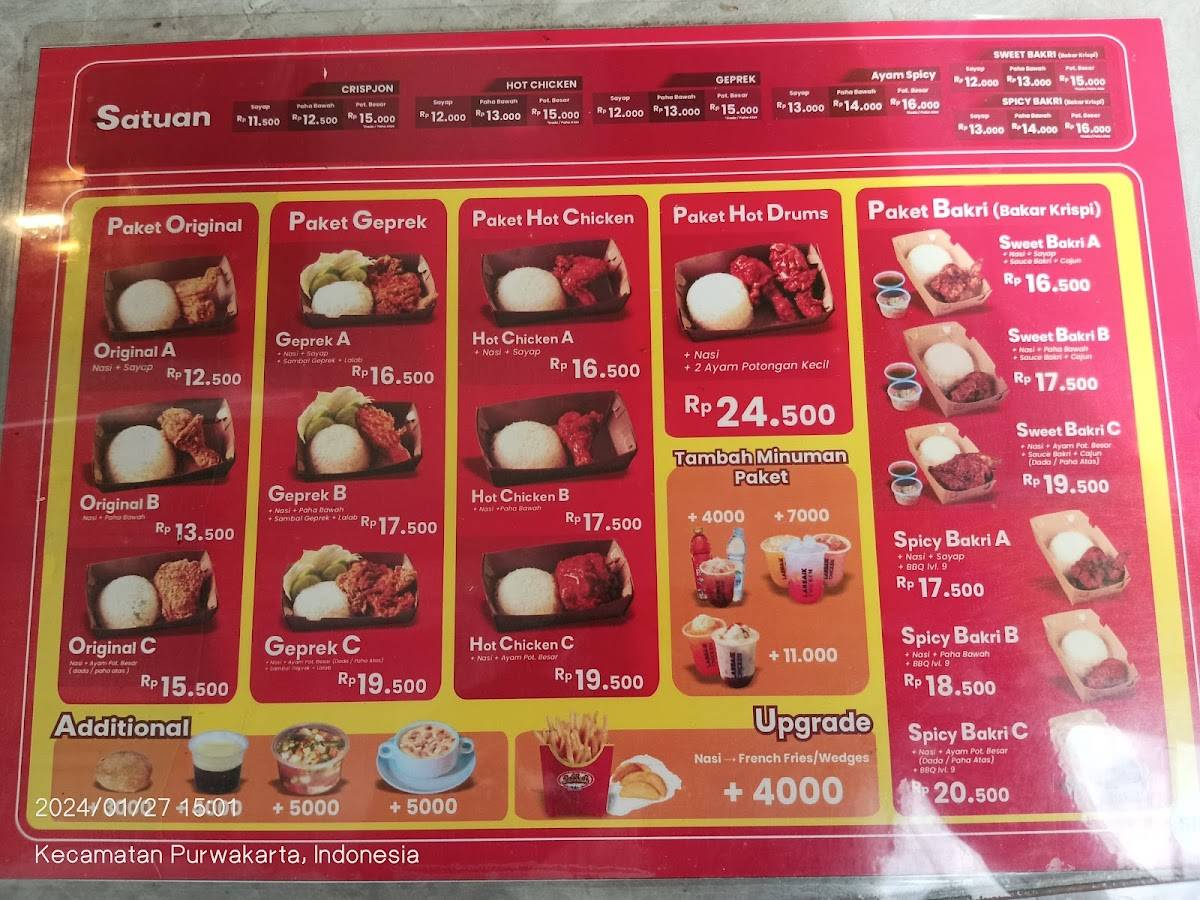 Carta del restaurante Labbaik Chicken A Yani Purwakarta, Purwakarta
