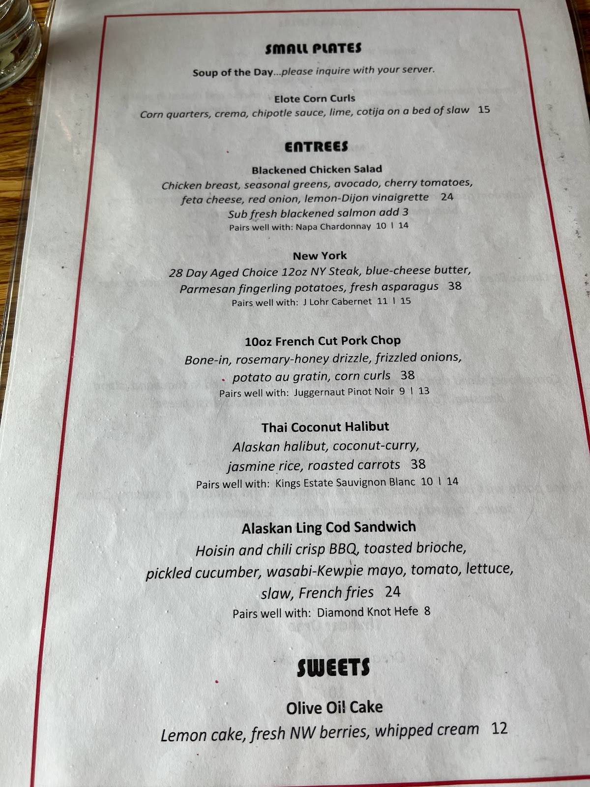 Menu at Lake Forest Bar and Grill, Lake Forest Park