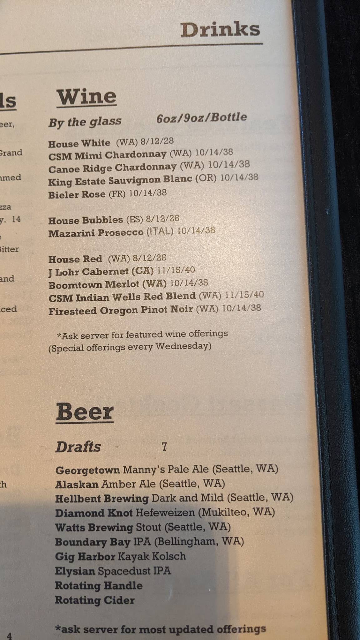 Menu at Lake Forest Bar and Grill, Lake Forest Park