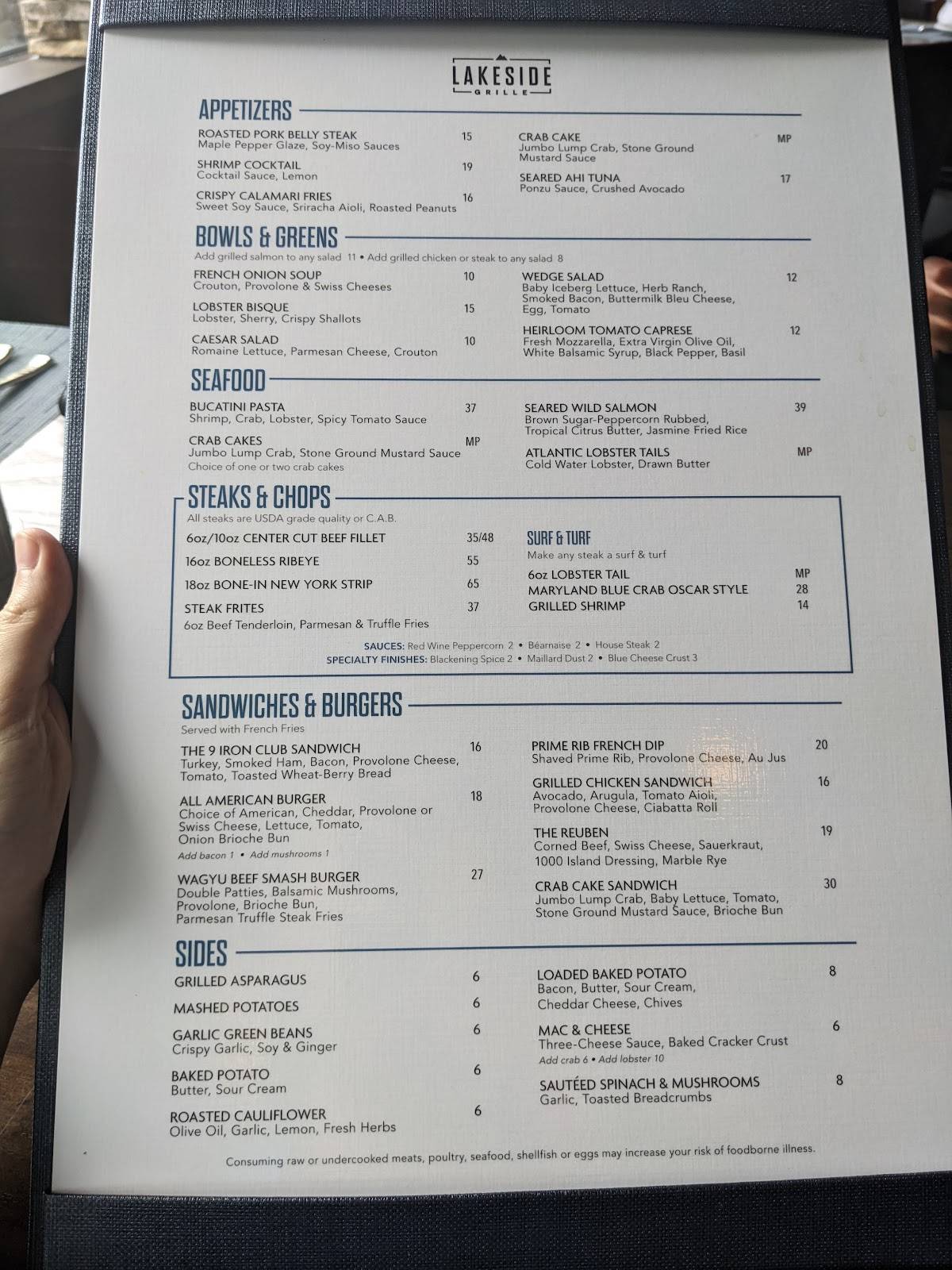 Menu at Lakeside Grille restaurant, USA, Lakeview Rd NE