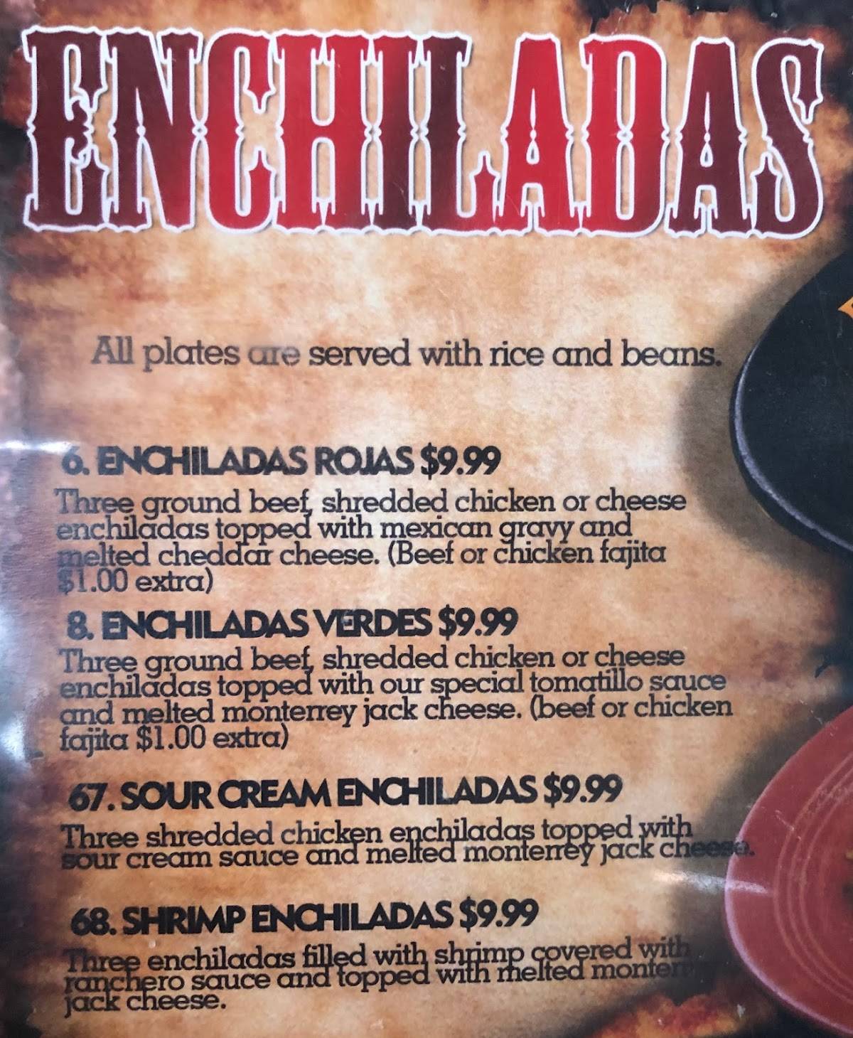 Menu at El Rodeo Mexican Restaurant, Lampasas