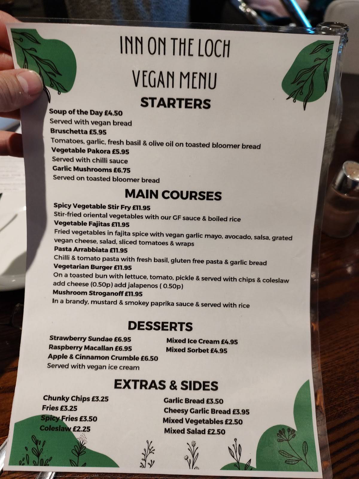 Menu at Inn on the Loch restaurant, Lanark