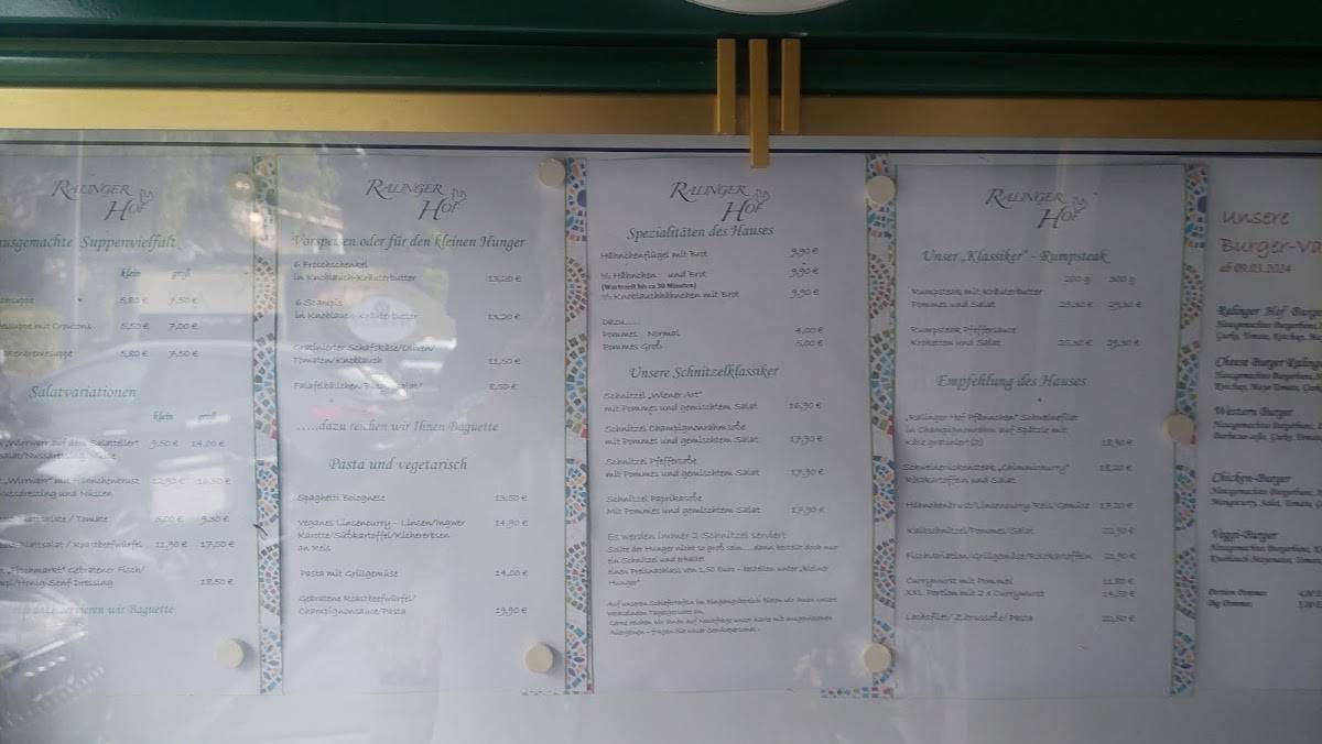 Speisekarte von Landgasthof Ralinger Hof restaurant, Ralingen