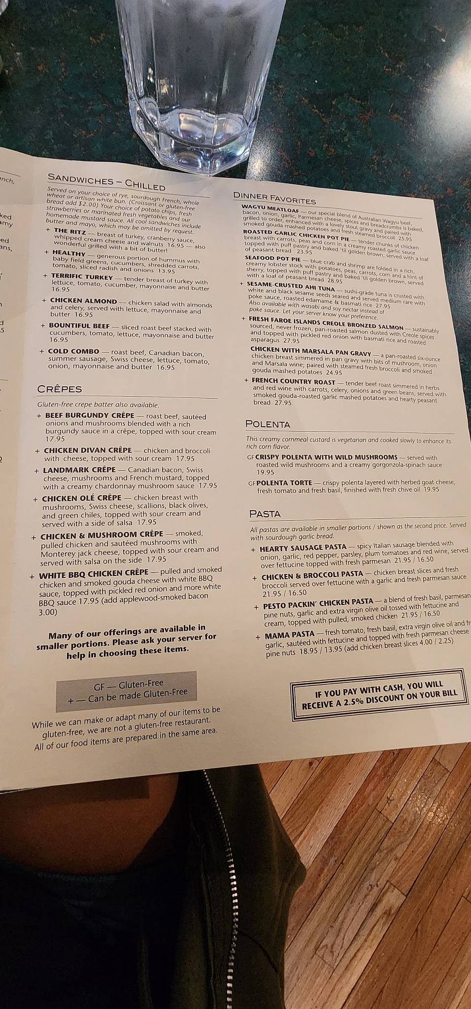 Menu at Landmark Café & Crêperie restaurant, Galesburg